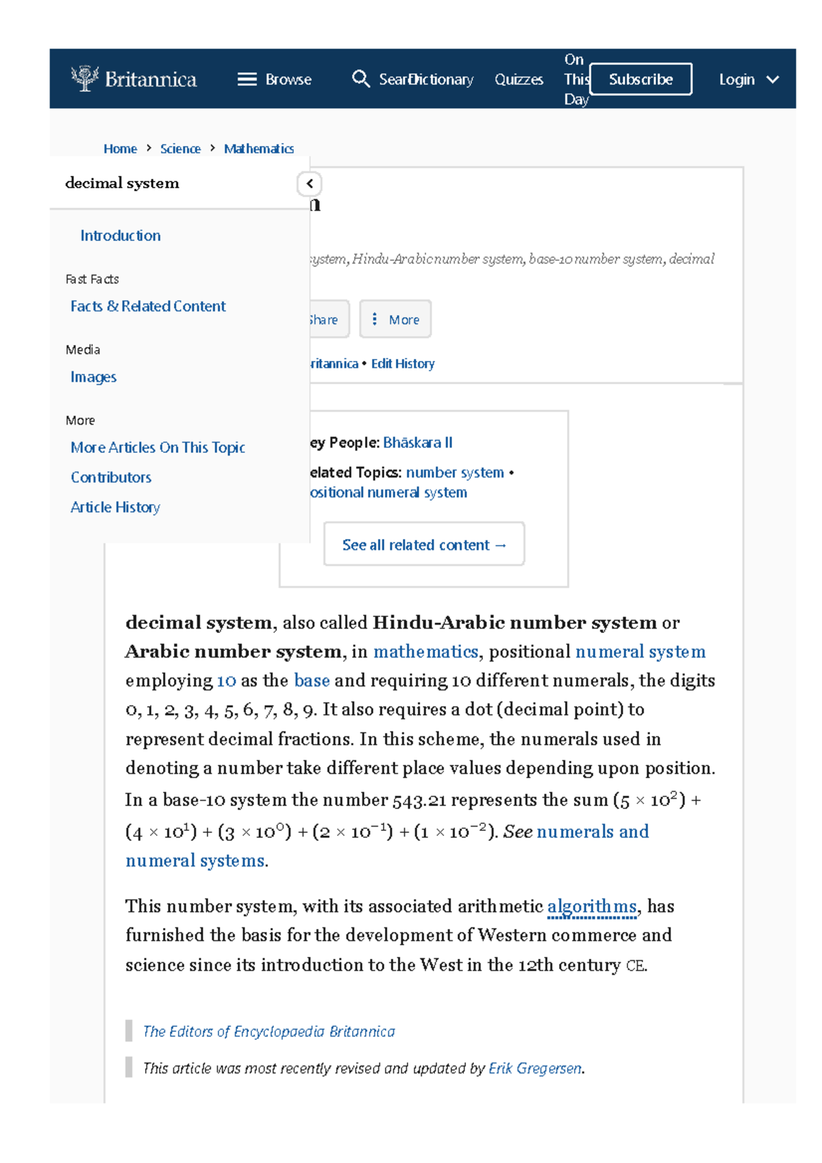 Www britannica com science decimal - Home Science Mathematics decimal ...