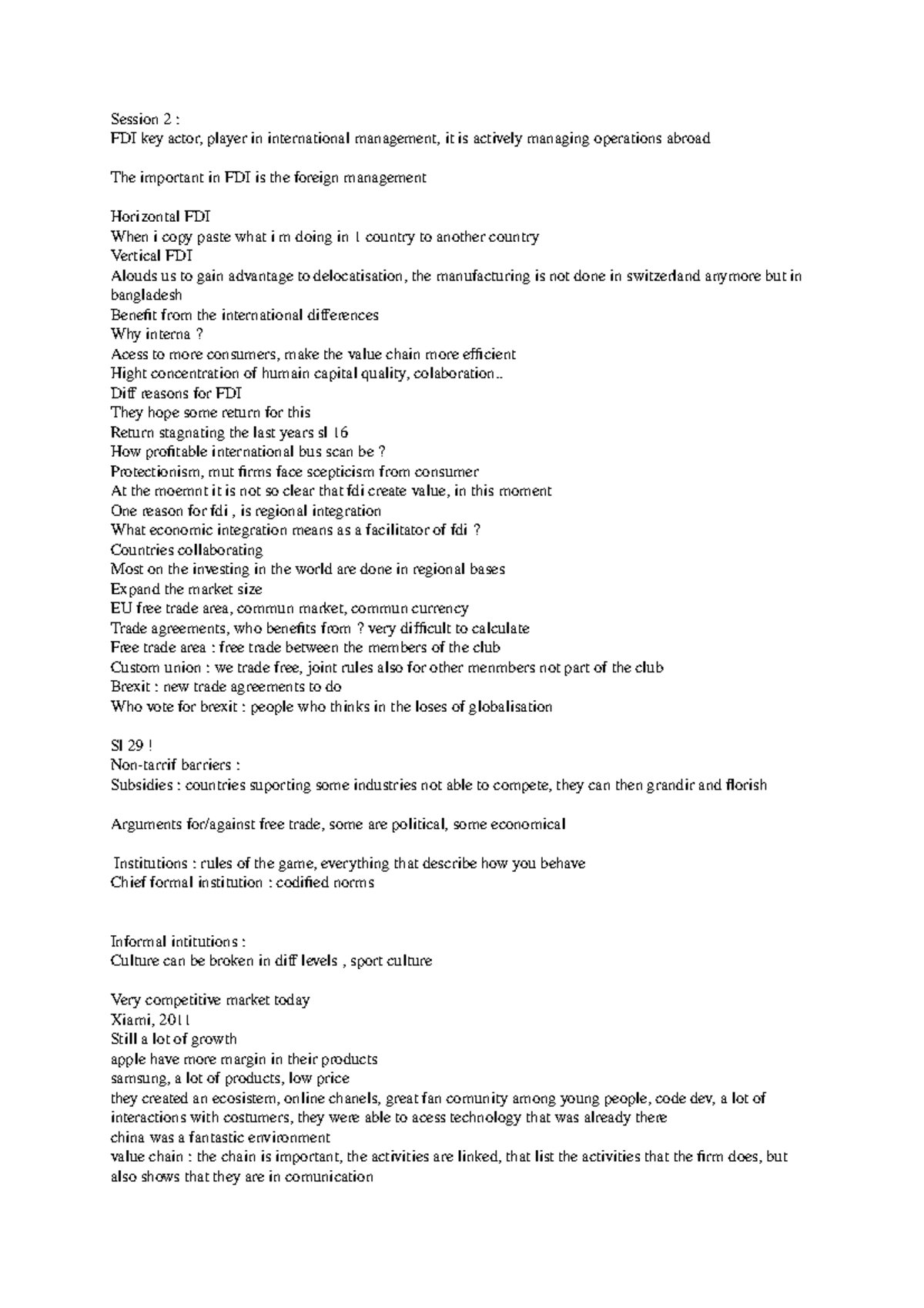 Session 2 - Session 2 : FDI key actor, player in international ...