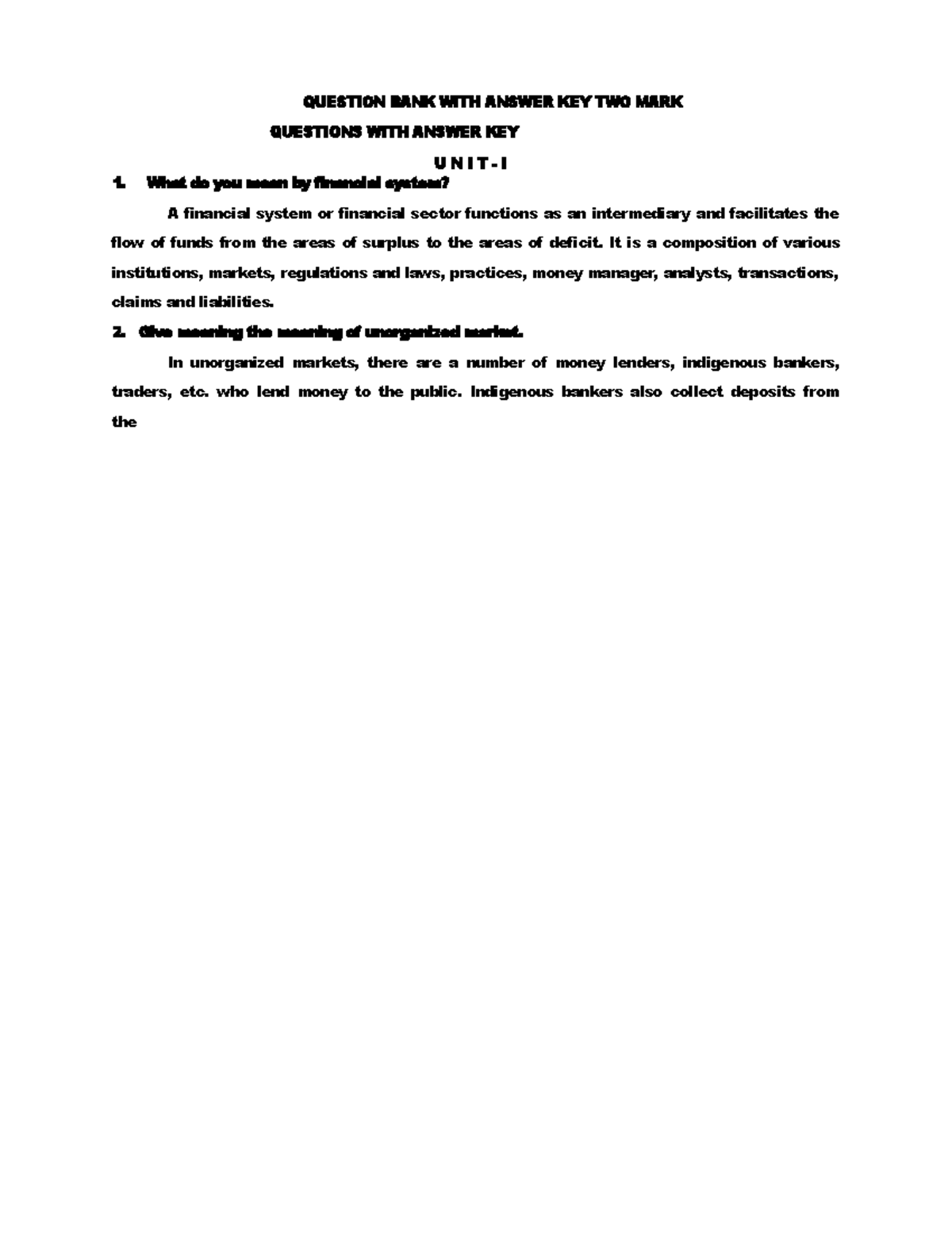 Merchant Banking and Financial Services - QUESTION BANK WITH ANSWER KEY ...