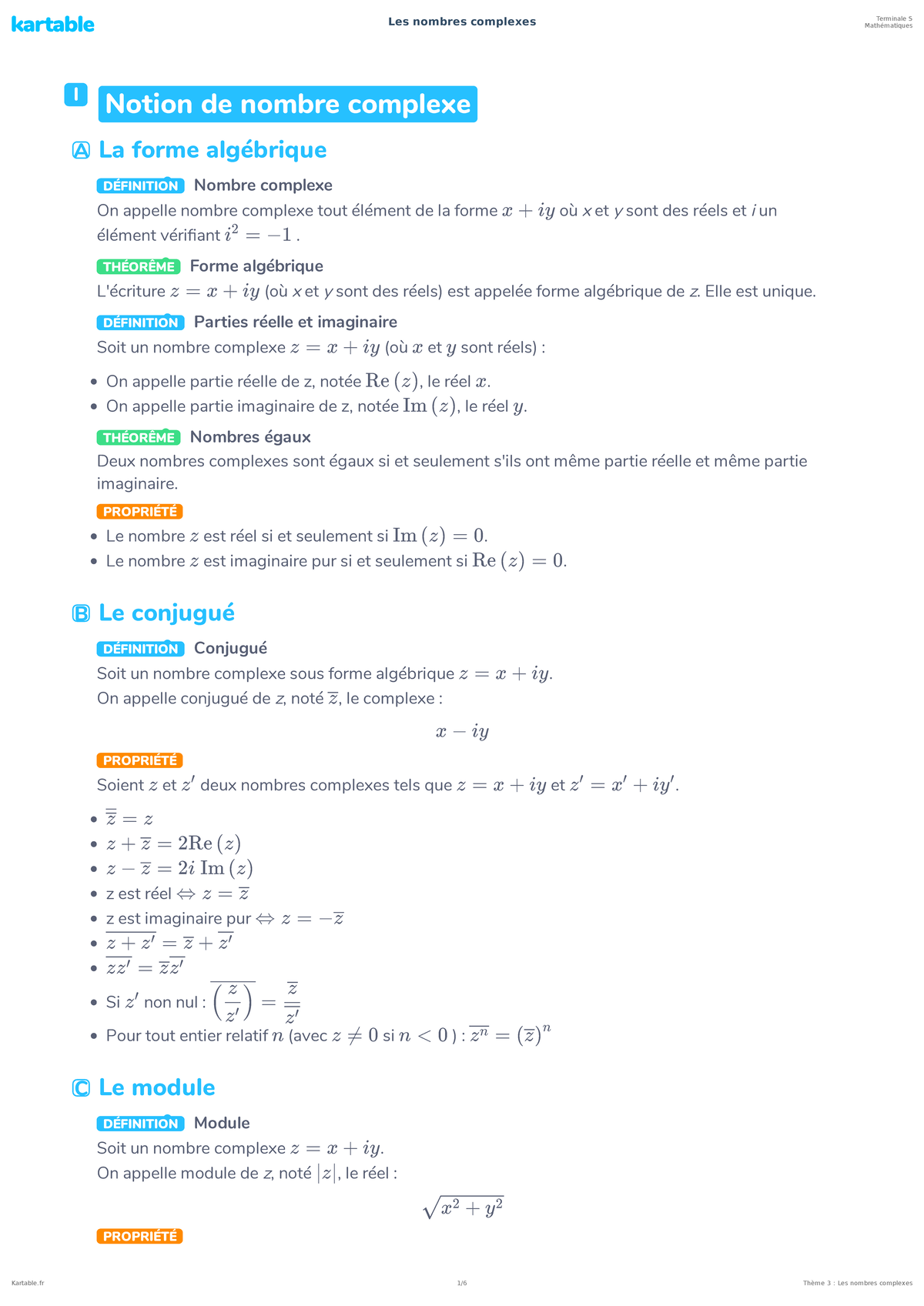 Les nombres complexes 3 - Les nombres complexes Mathématiques I Notion de nombre complexe A La ...
