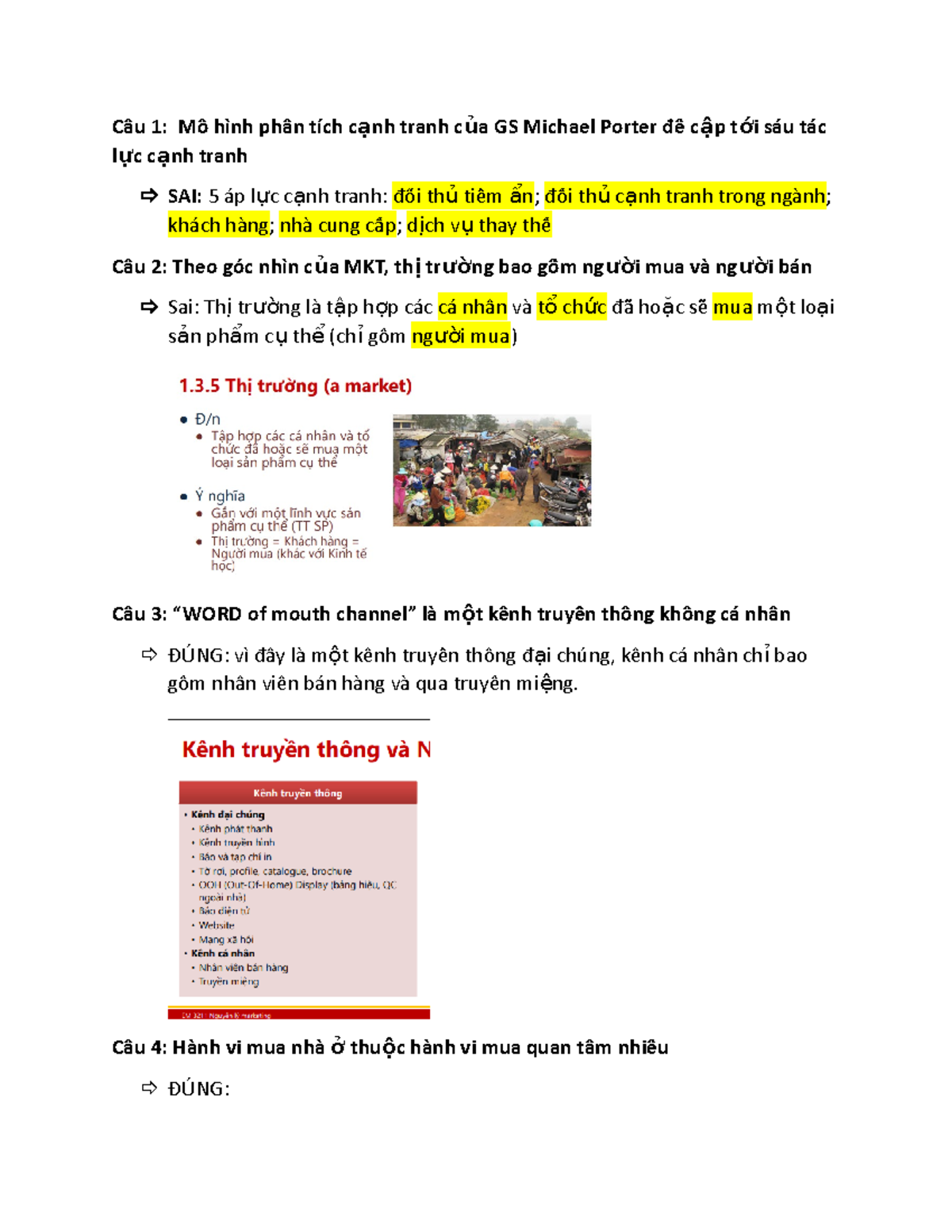ÔN ck 5 ảnh - đề ôn tập - Câu 1: Mô hình phân tích c ạnh tranh c ủa GS Michael Porter đềề c ập t ...