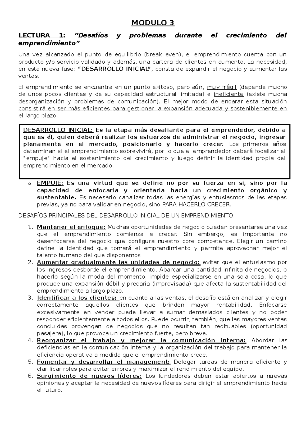 M3-M4 - resumen - MODULO 3 LECTURA 1: “Desafíos y problemas durante el crecimiento del - Studocu