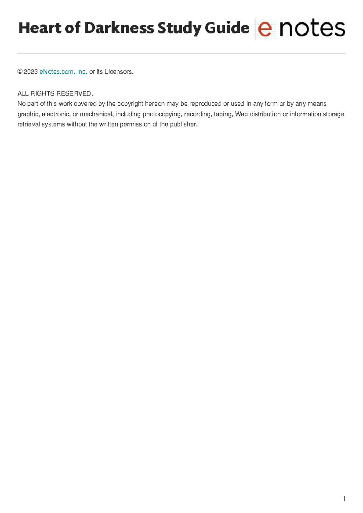 Enotes heart of darkness guide - Heart of Darkness Study GuideHeart of ...