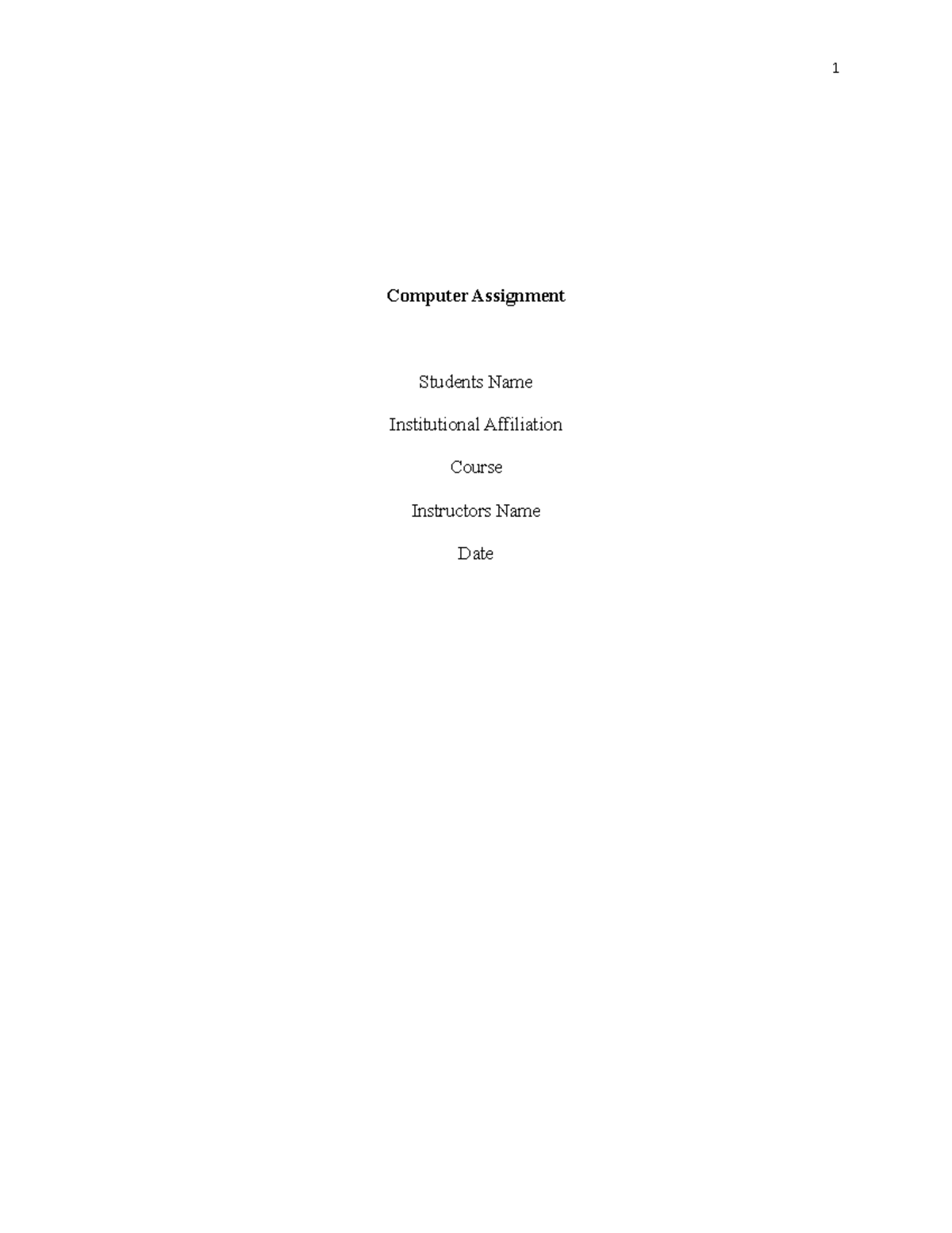 Computer science assignment - Computer Assignment Students Name ...