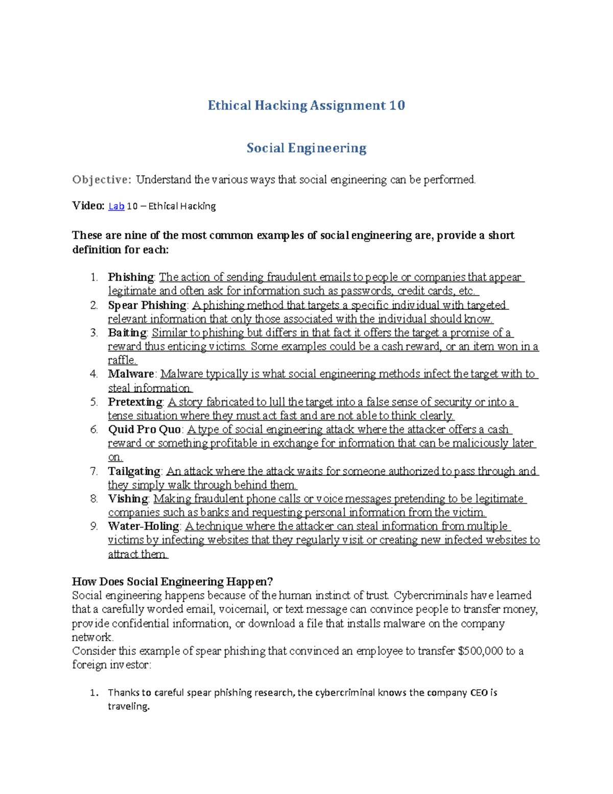 Ethical Hacking Assignment 10 Ethical Hacking Assignment 10 Social