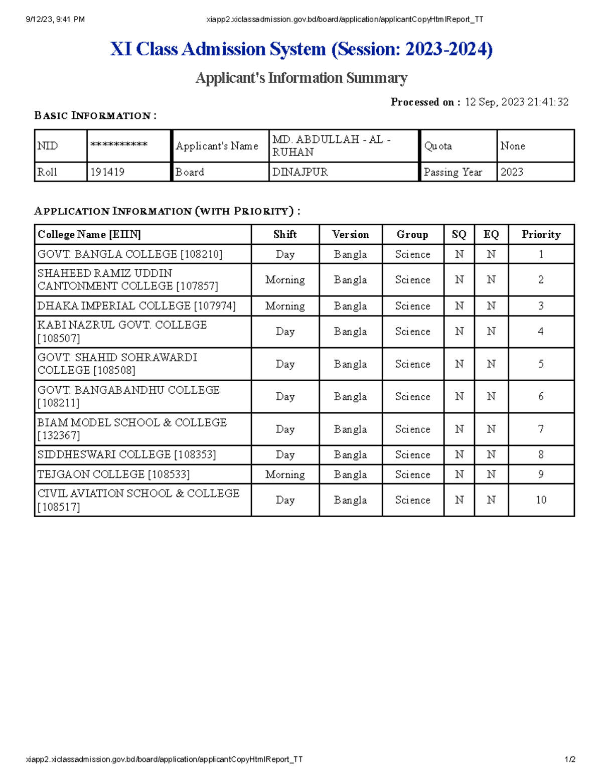 Applicant Copy Html Report TT - 9/12/23, 9:41 PM - Studocu