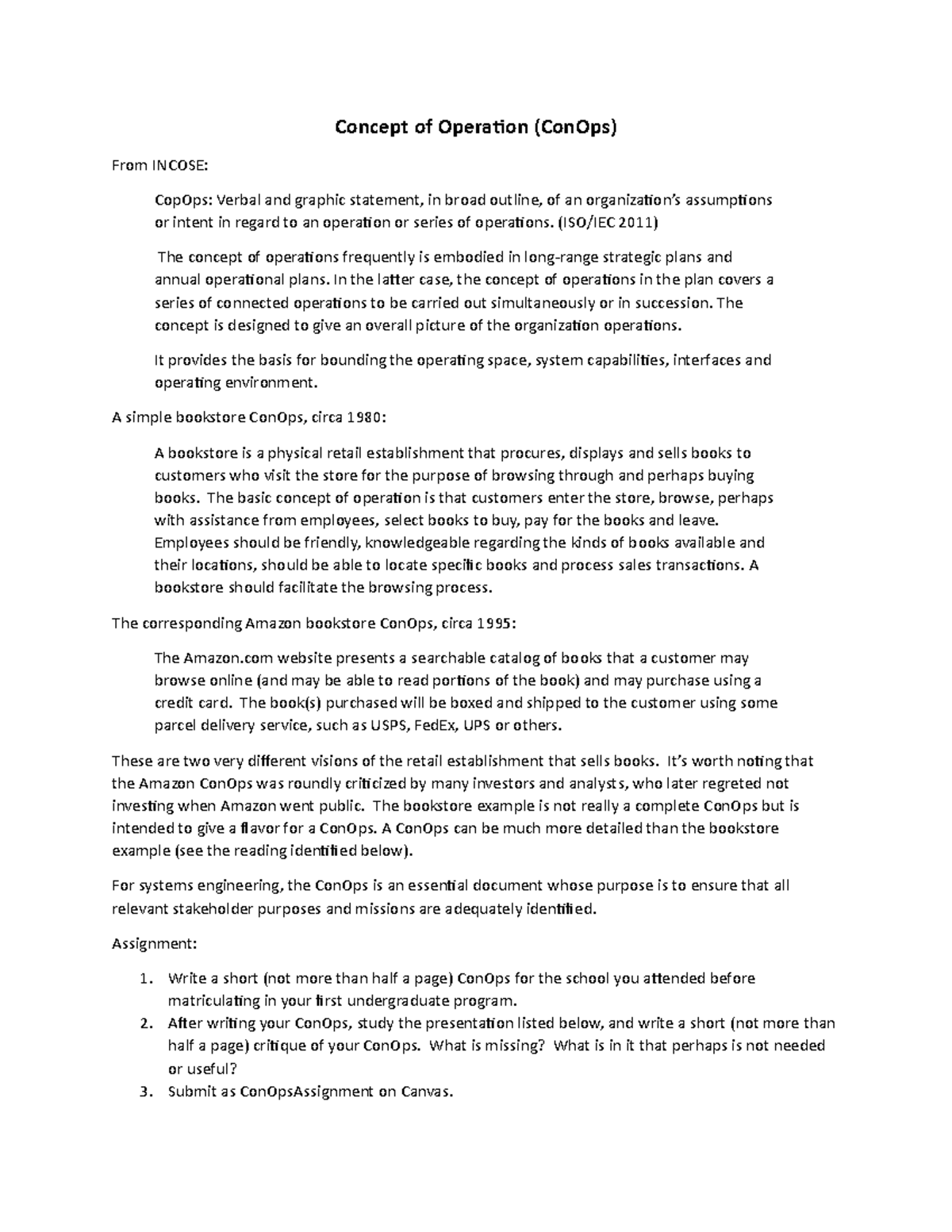 IE 4803 Concept of Operation - Concept of Operation (ConOps) From ...