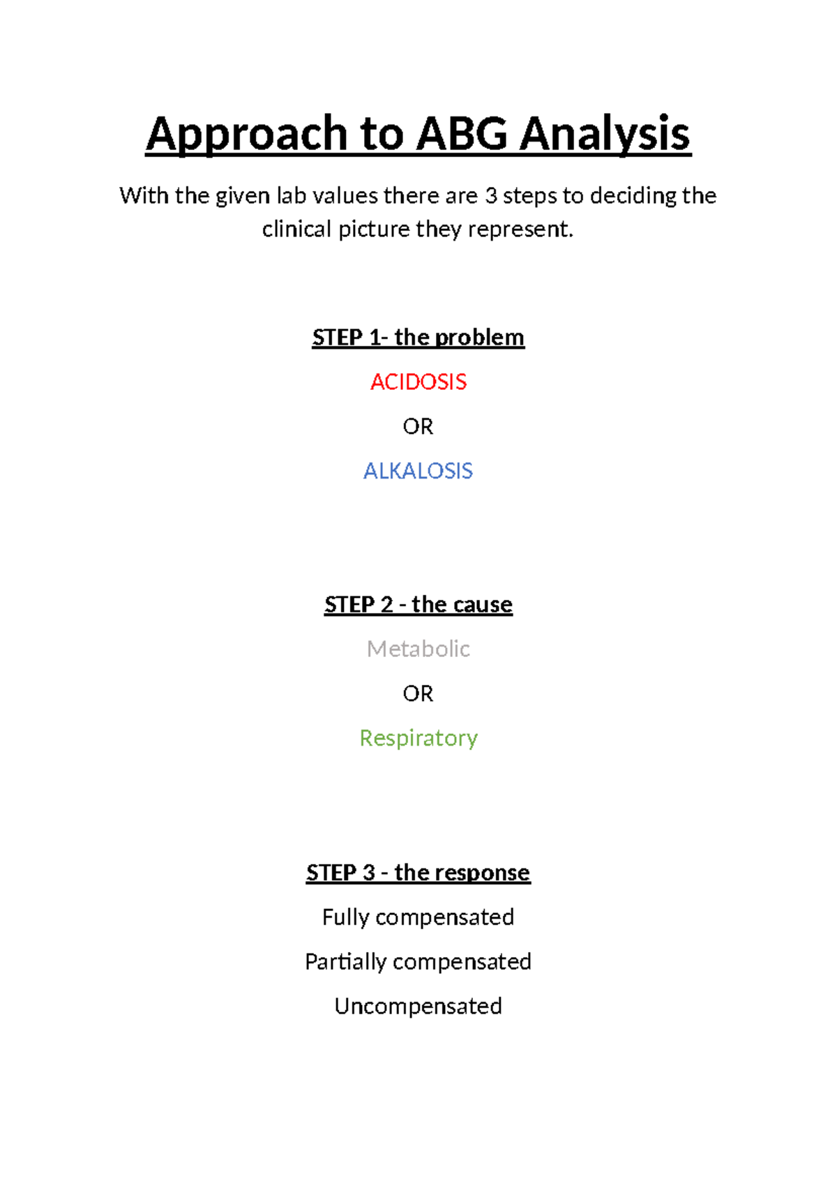 Basic ABG Interpretation - Approach to ABG Analysis With the given lab ...