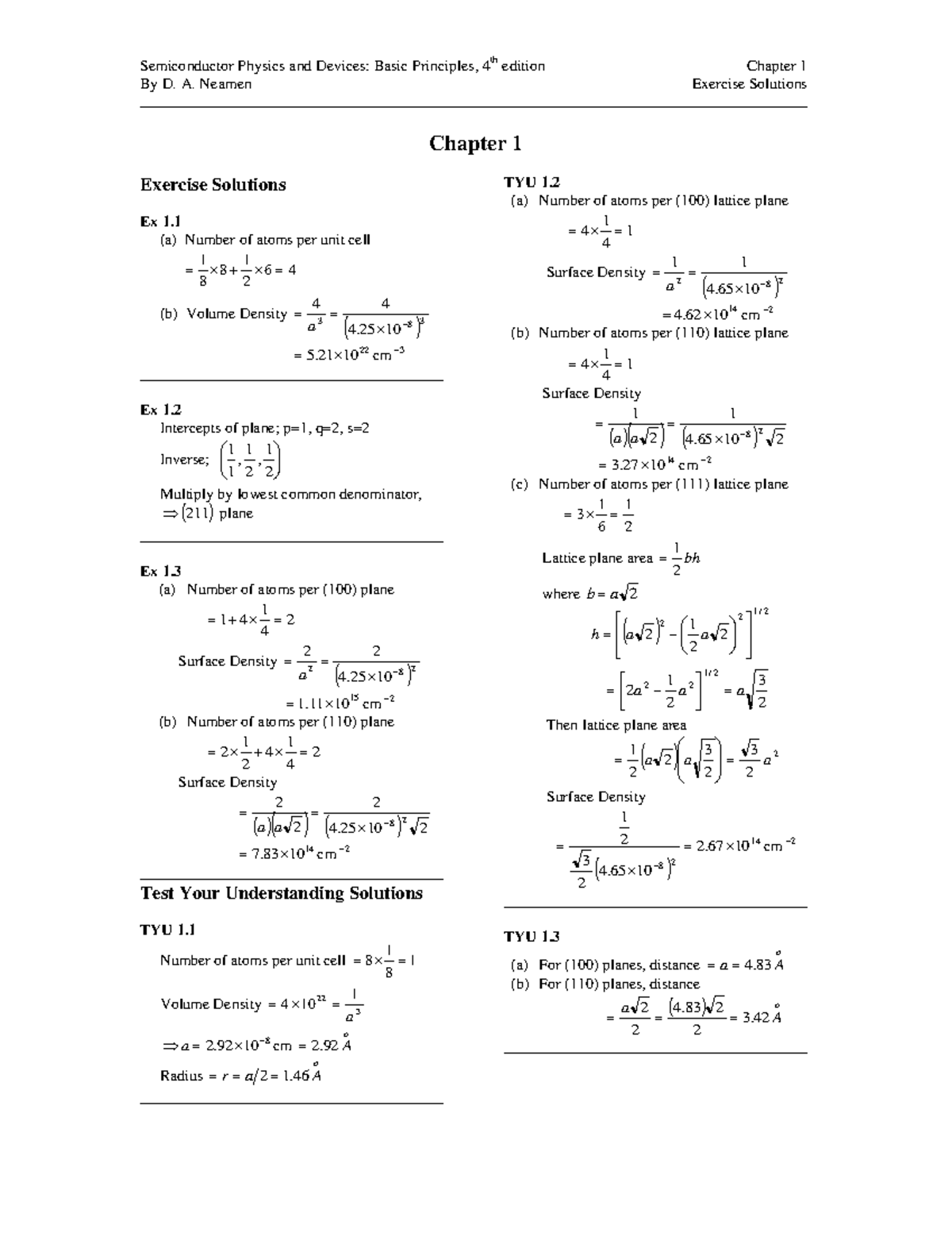 Chapter 1 - Semiconductor Physics and Devices: Basic Principles, 4 th edition Chapter 1 By D. A ...