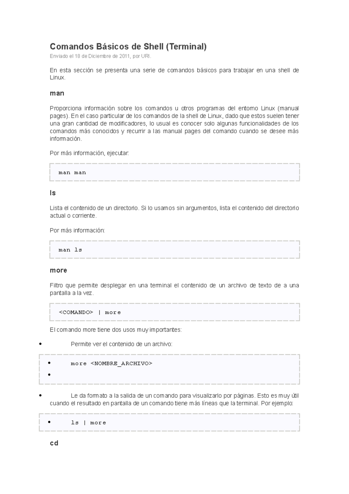 Comandos Básicos de Shell - Comandos Básicos de Shell (Terminal ...