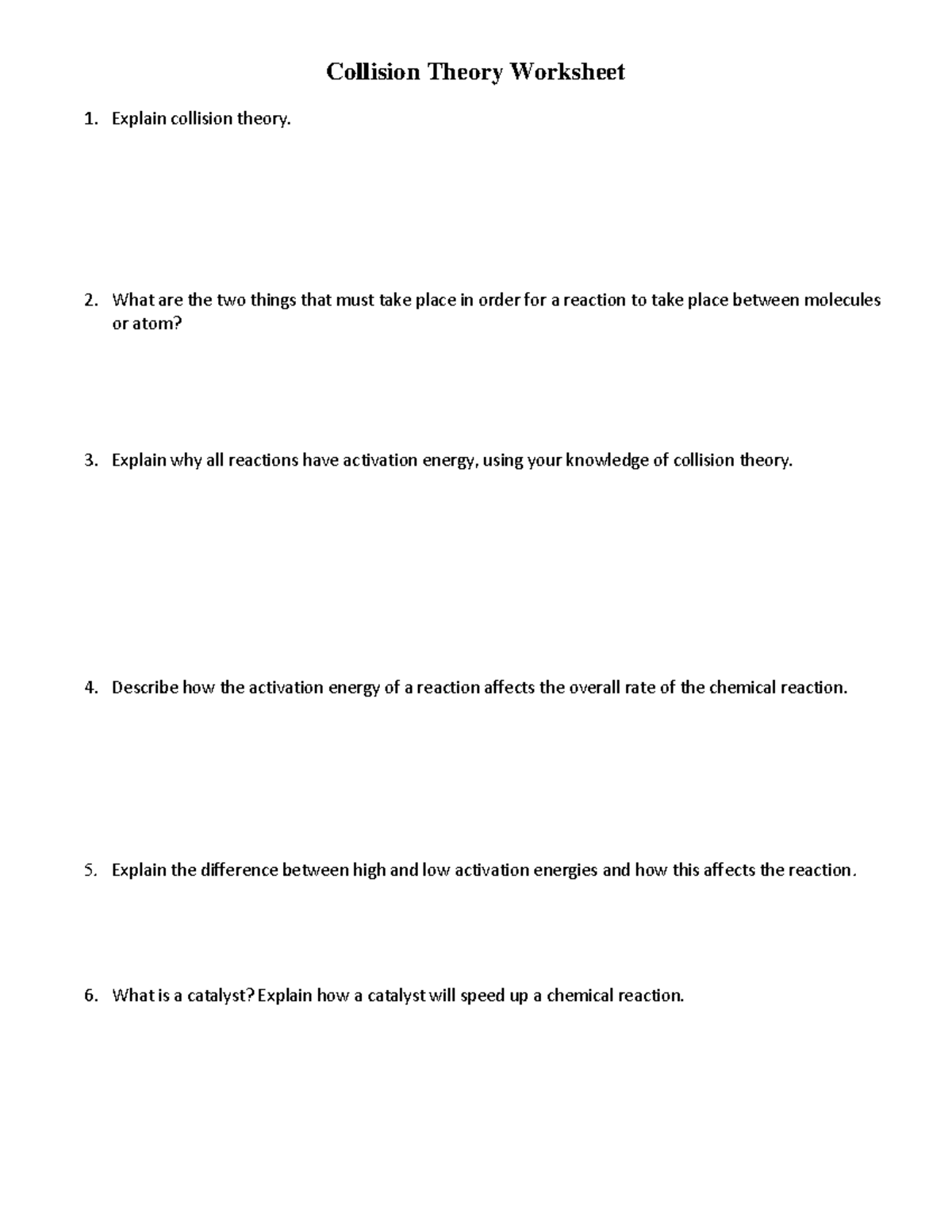 Collision Theory Questions and Answers - CH1020:03 - JCU - Studocu