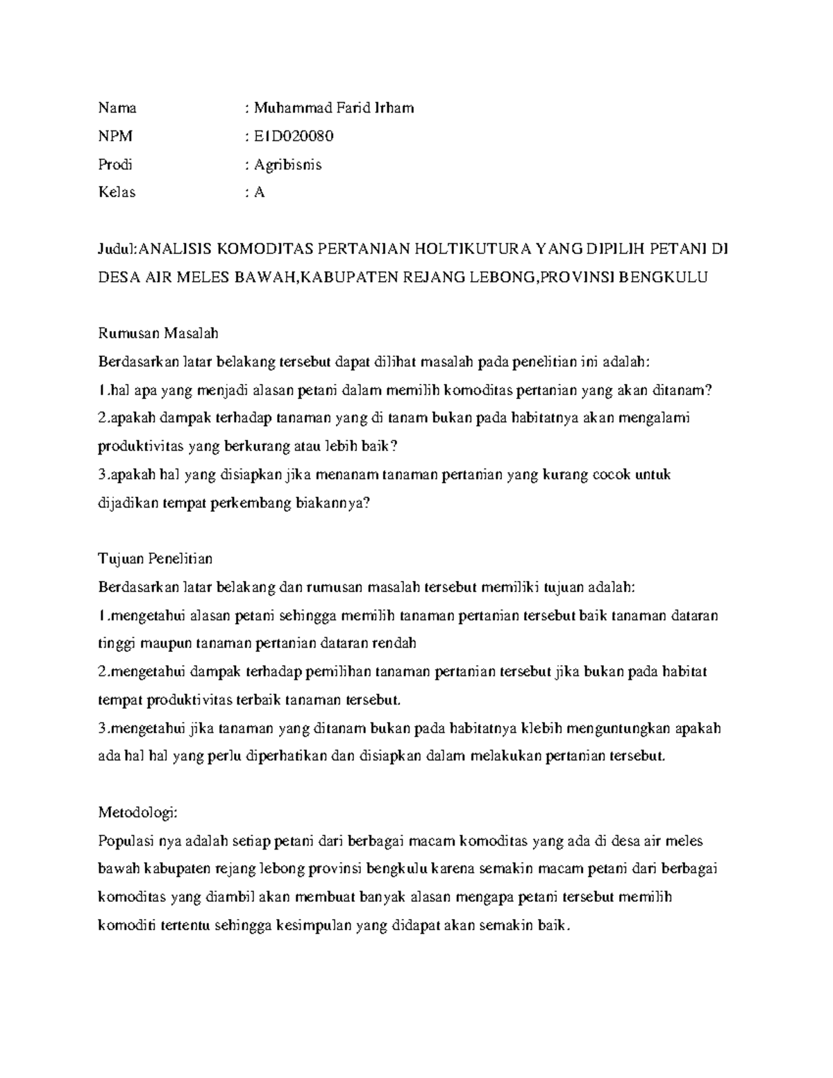 Sinopsis Muhammad Farid Irham E1D02008 0 - Nama : Muhammad Farid Irham ...