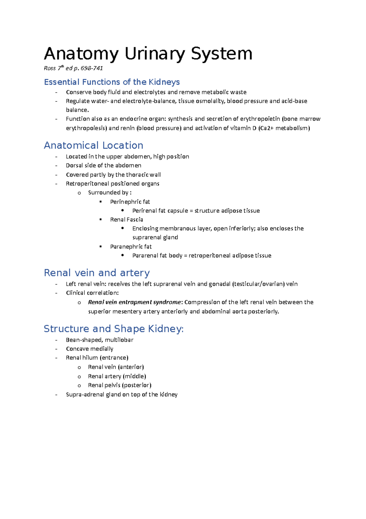 Anatomy Urinary System - Anatomy Urinary System Ross 7th ed p. 698 ...