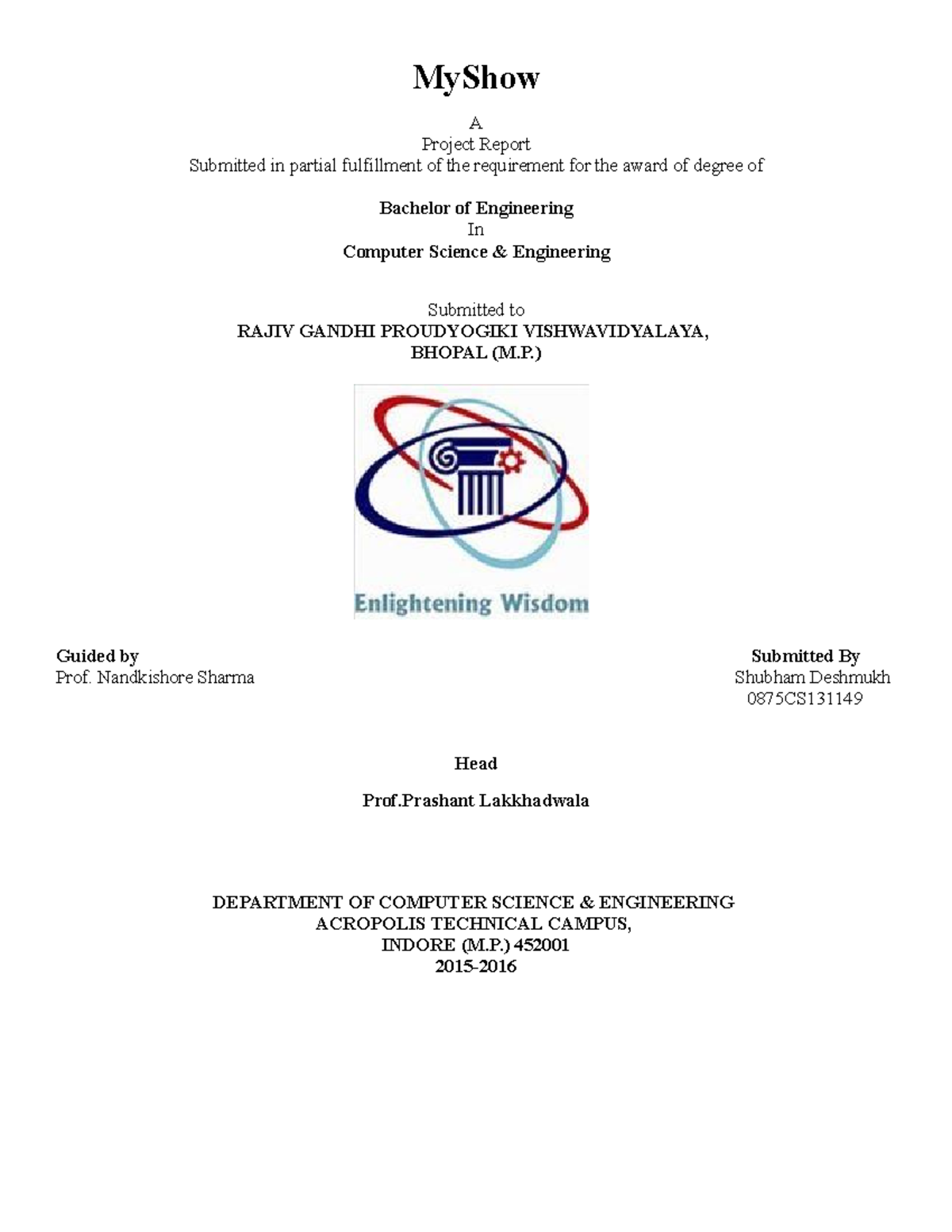 Online movie ticket booking documentatio - MyShow A Project Report ...