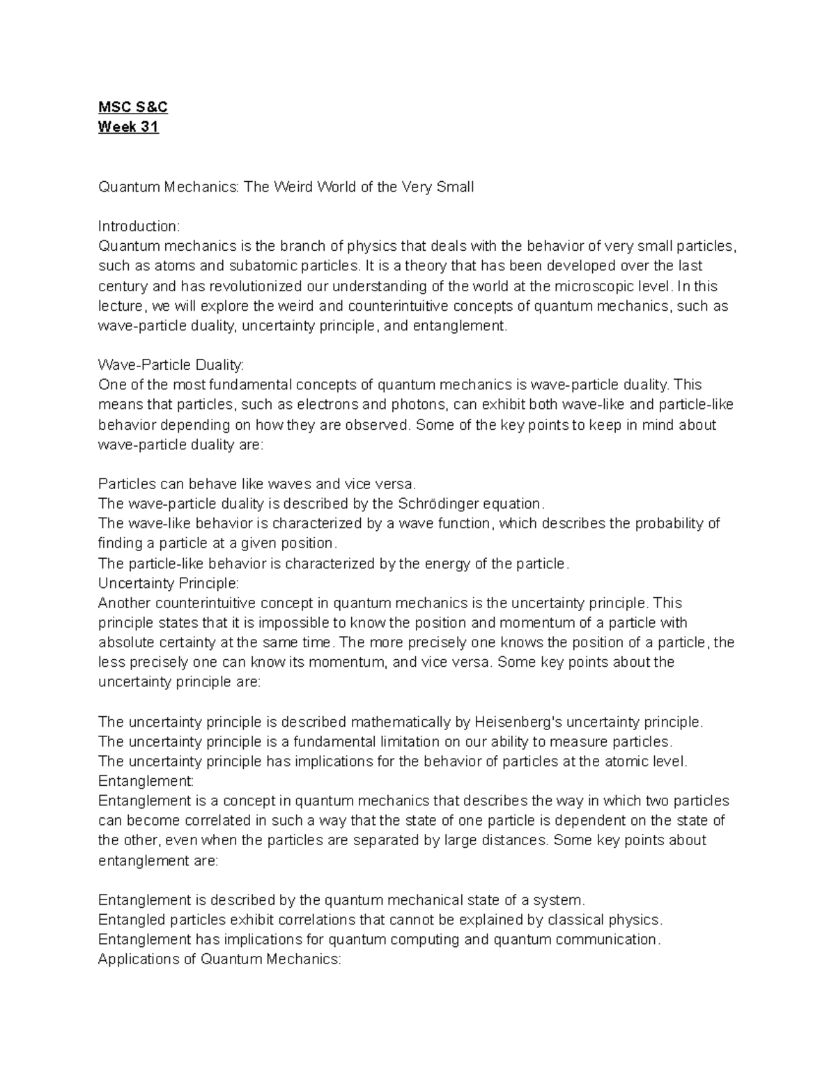 SD MSC SC Week 31 - Presented in Byrom St building, Peter Jost lecture ...