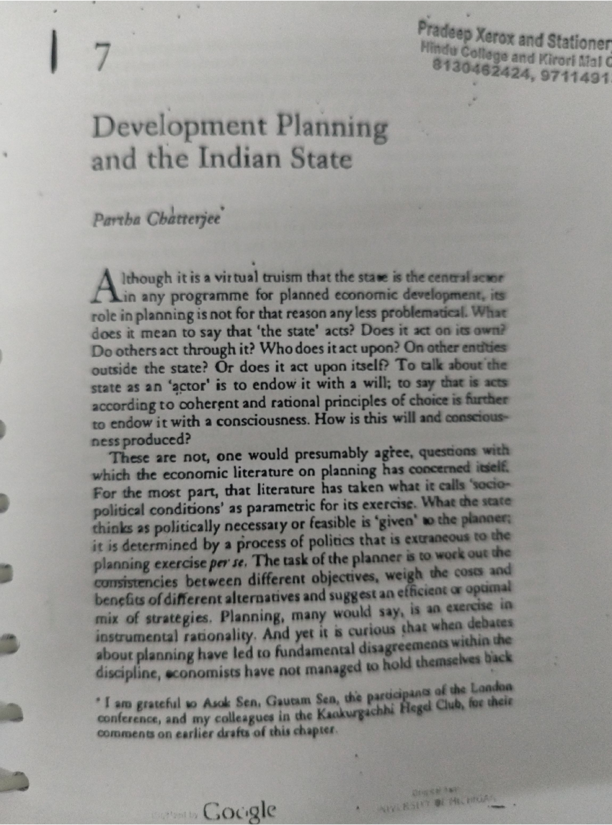 Partha Chatterjee Unit 3 GE h History - 22518 - Studocu