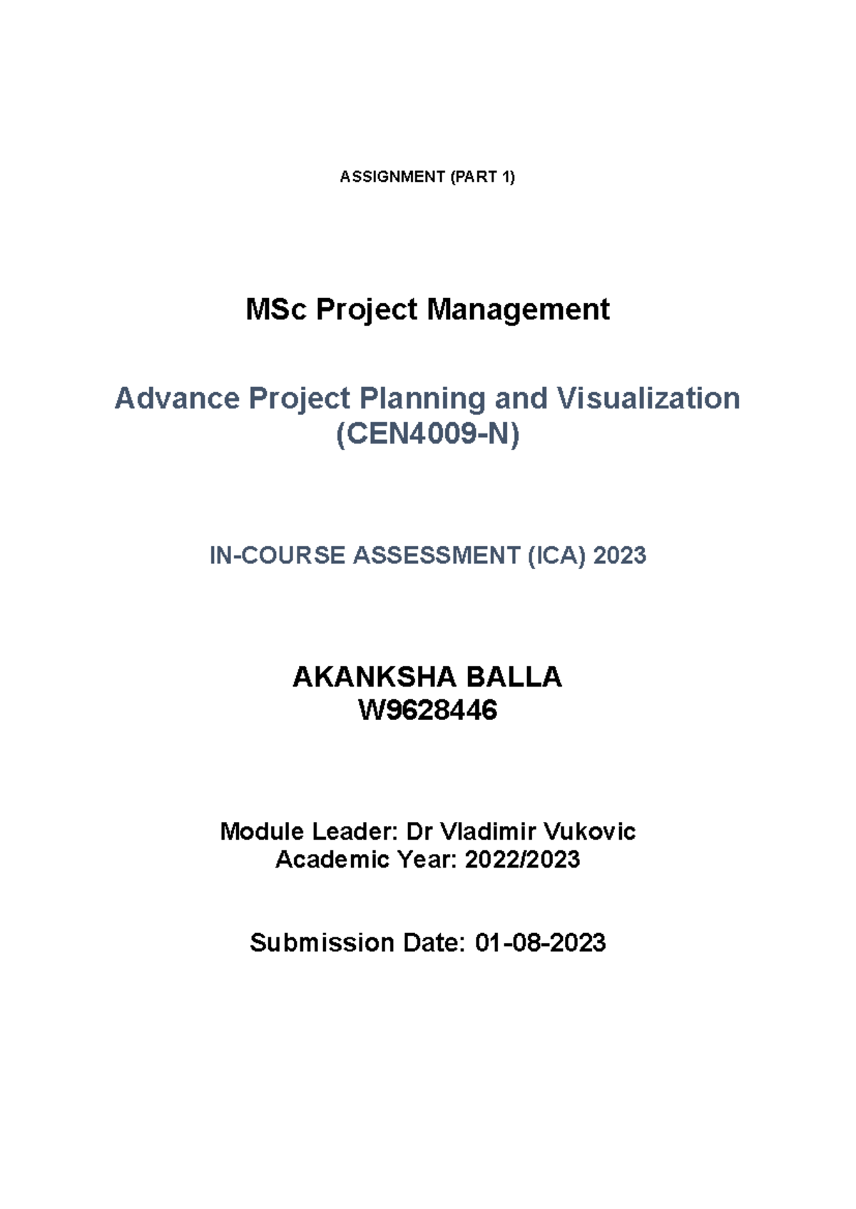 Aakanksha - Assignments - ASSIGNMENT (PART 1) MSc Project Management ...