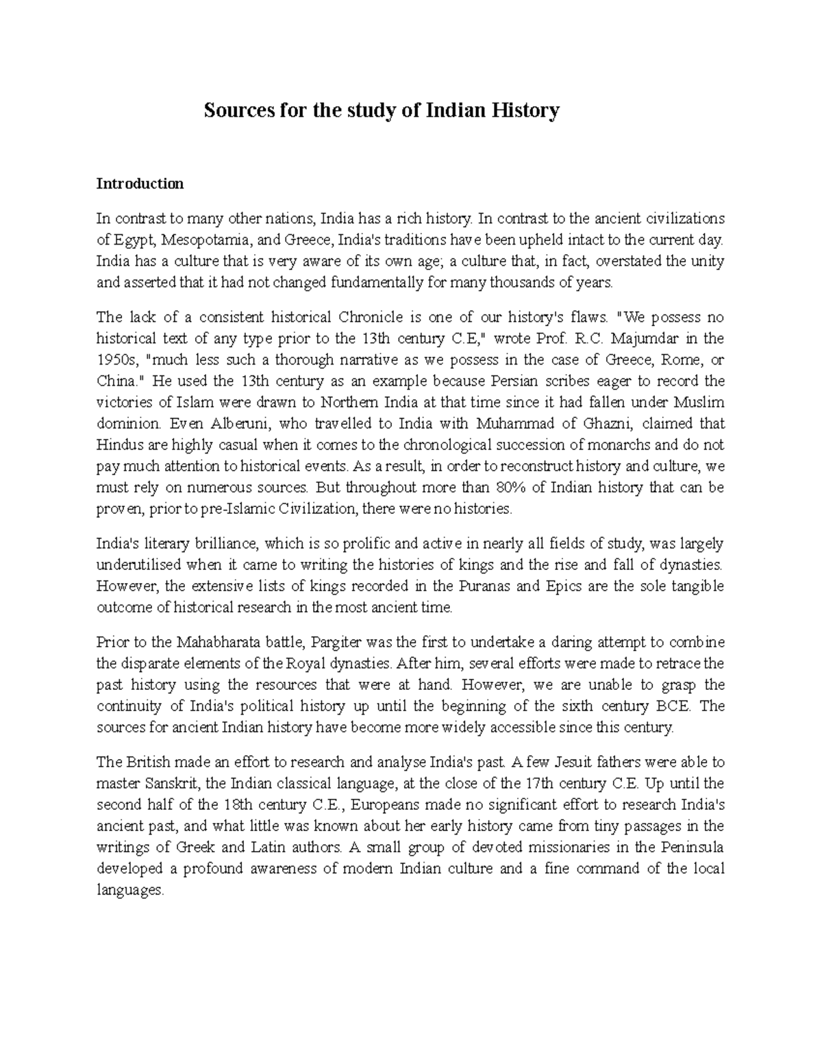 Sources for the study of Indian History - Sources for the study of ...