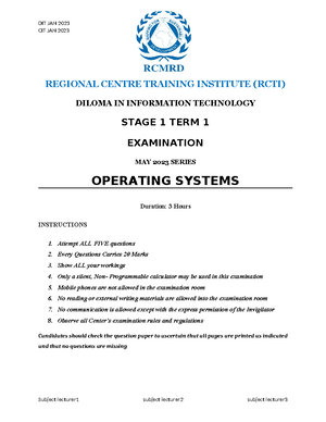 CIT DIT Computer Application - DIT/CIT MAY 2023 REGIONAL CENTRE ...