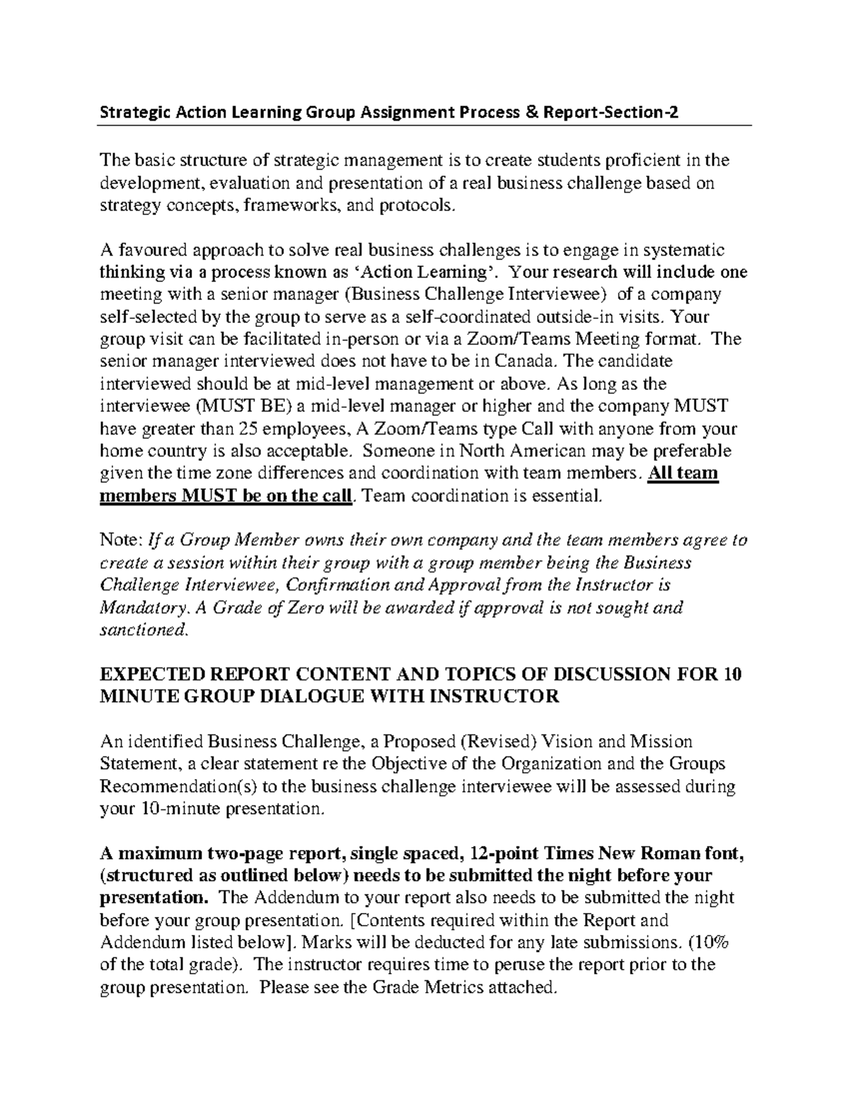 A-2 Final Project Guidelines Presentation Schedule, Marking Rubric ...