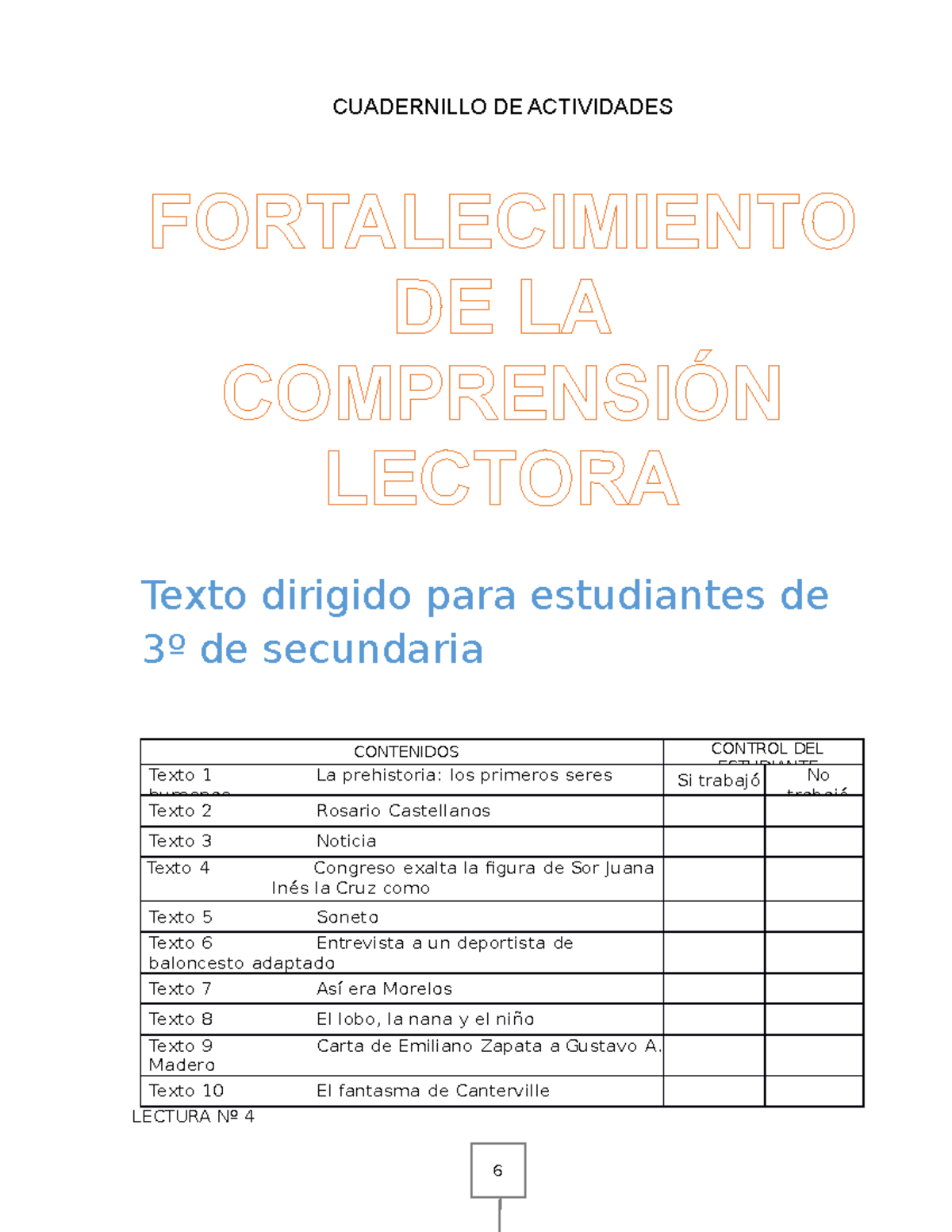 Lecturas - 3º sec - 2022 - 6 CUADERNILLO DE ACTIVIDADES FORTALECIMIENTO ...