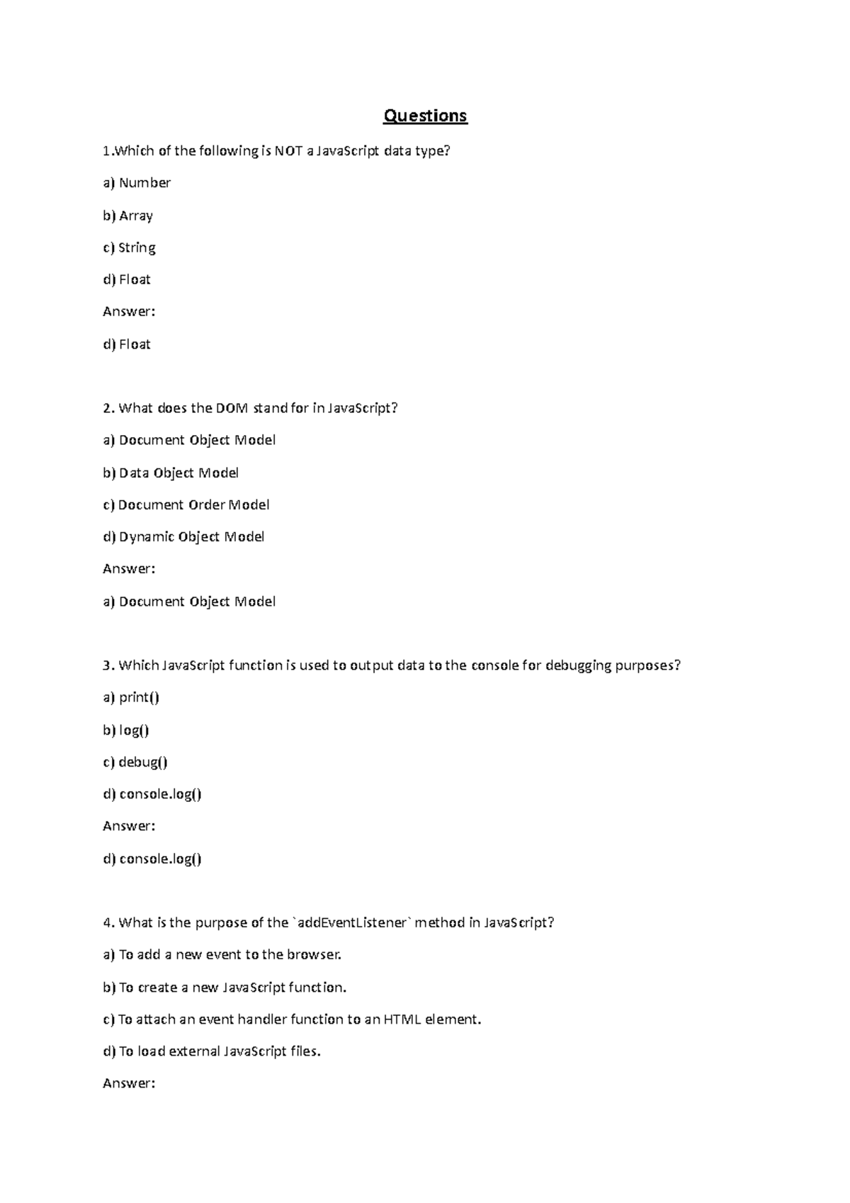Questions.Troduction to Java Script - Questions 1 of the following is ...