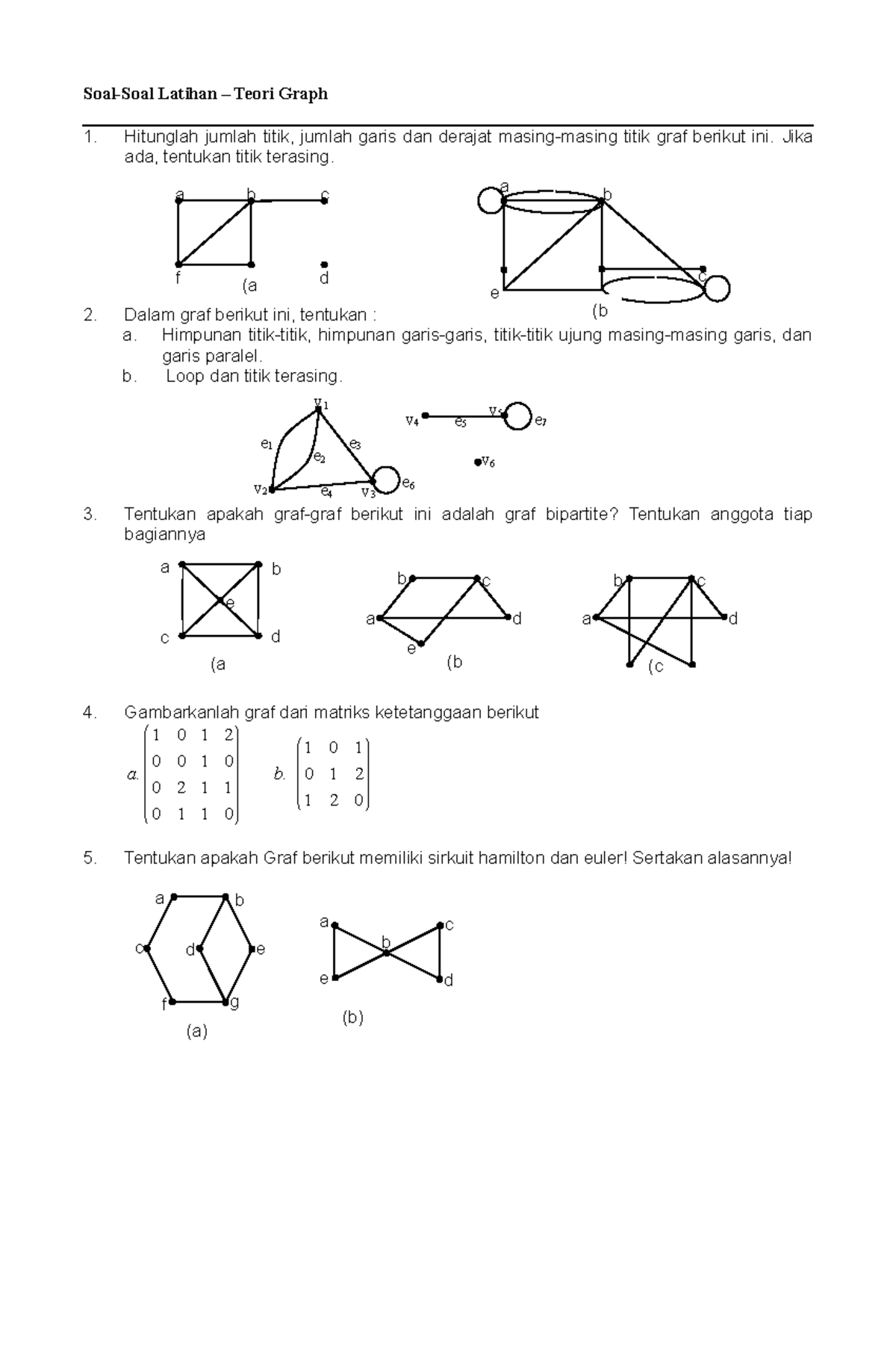 Latihan Soal Teori Graf - e 6 e 7 Soal-Soal Latihan – Teori Graph ...