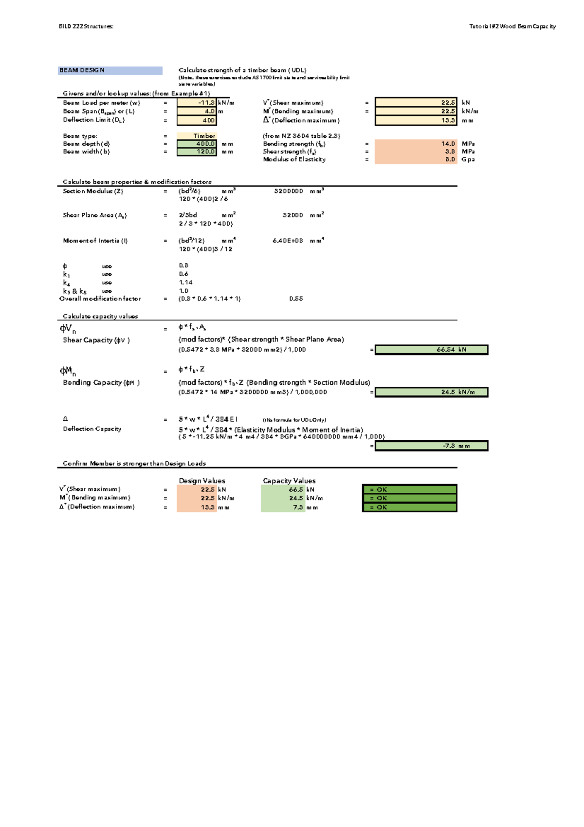 Beam design 2 - sarc 121 - BILD 222 Structures: Tutorial #2 Wood Beam Capacity BEAM DESIGN ...