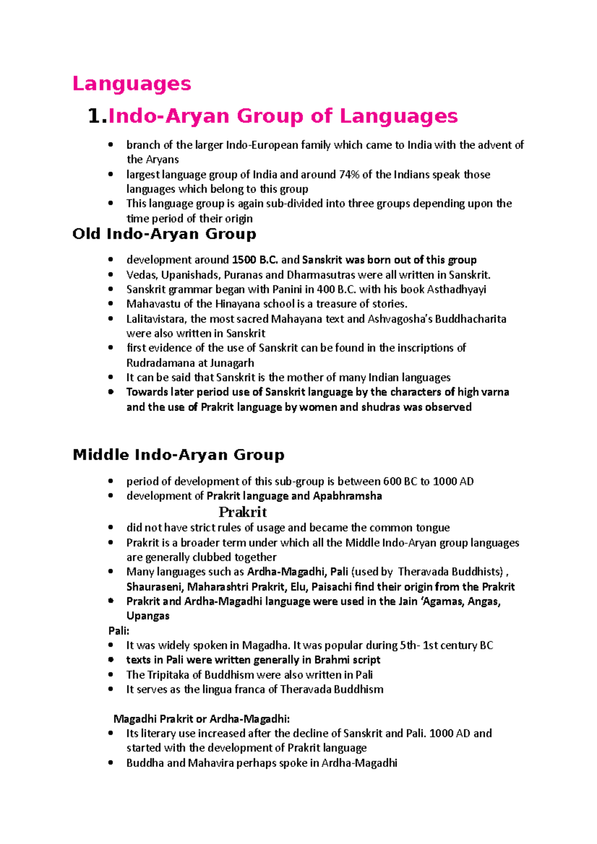 Evolution of indian languages - Languages 1-Aryan Group of Languages ...