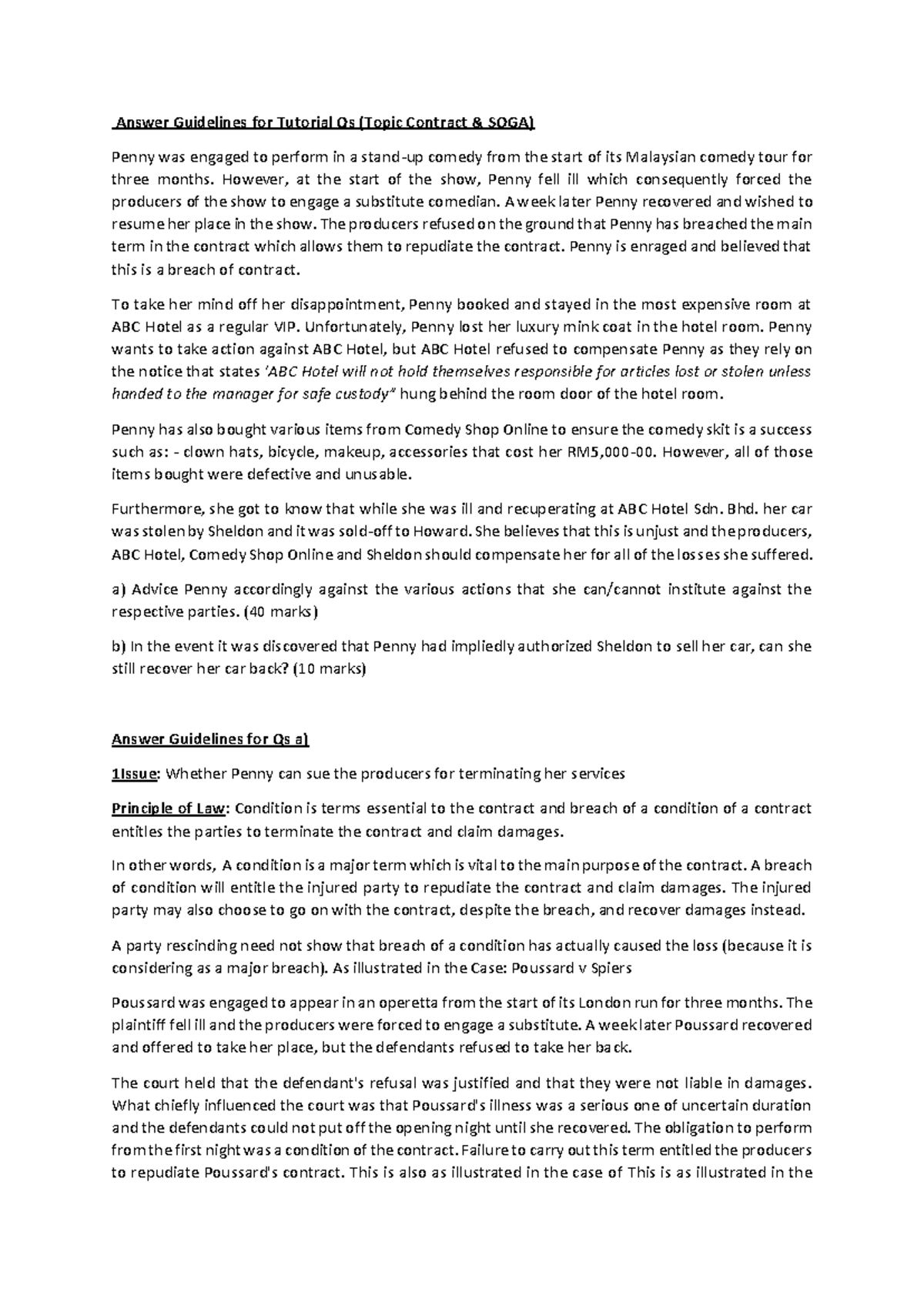 Answer Guidelines for Tutorial Qs- JAN 2020 - Answer Guidelines for ...