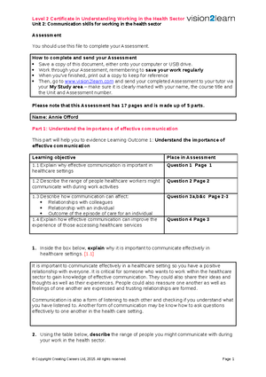 U4-assessment health sector - Unit 4: Health, safety and security in ...