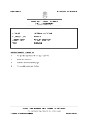 PSA522 - uitm - UNIVERSITI TEKNOLOGI MARA FINAL ASSESSMENT COURSE ...