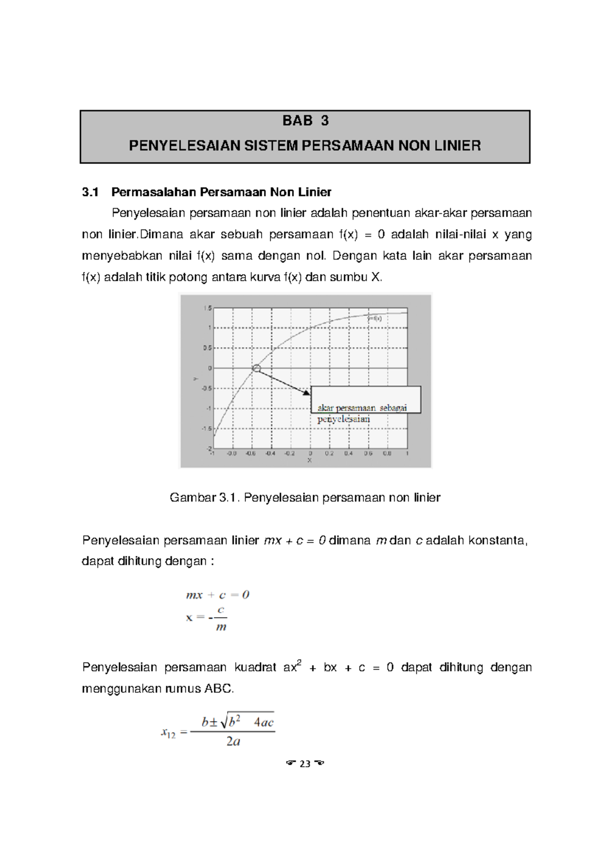 3-Sistem Persamaan Non Linier - BBAABB 33 PPEENNYYEELLEESSAAIIAANN ...