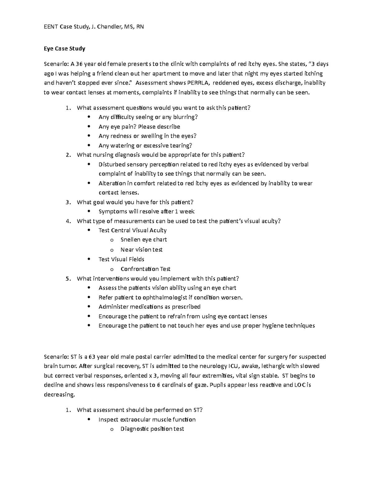 EENT Case Study health - 11111 - Langston - Studocu