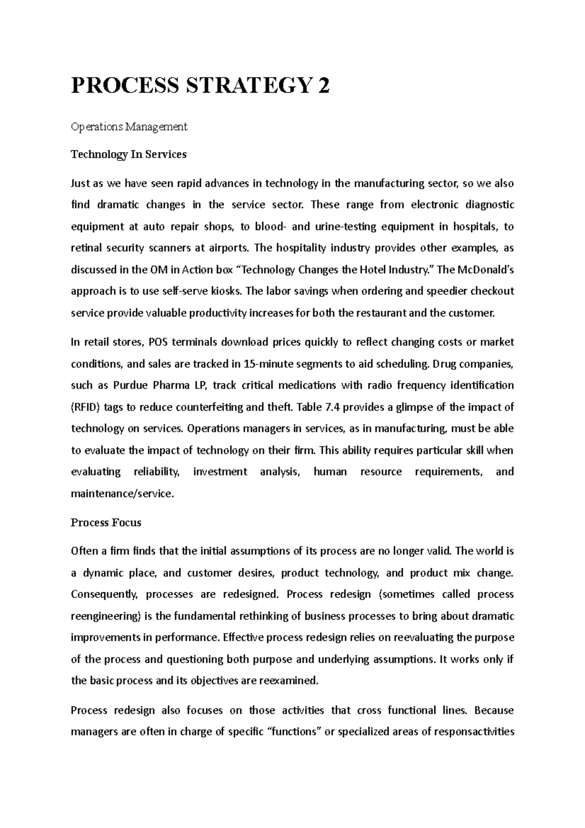 Process Strategy 2 - Operations Management - PROCESS STRATEGY 2 ...