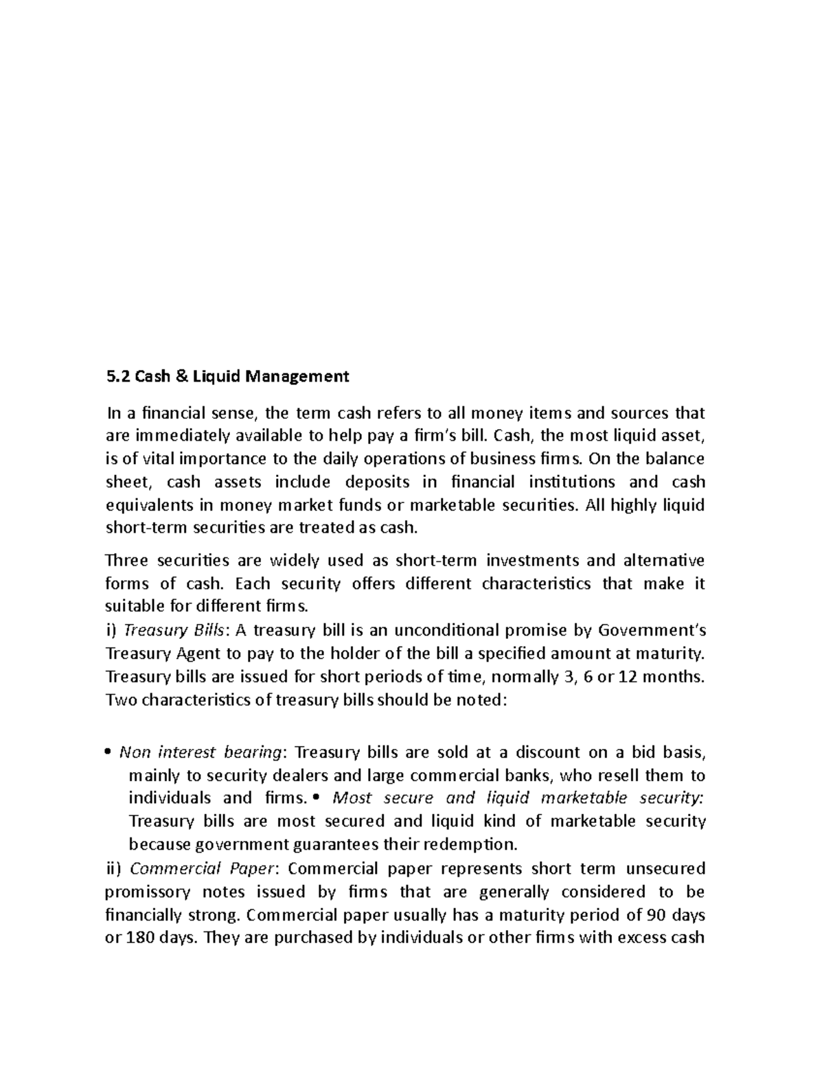 5.2 Cash and Liquid Management Lecture Notes - 5 Cash & Liquid ...