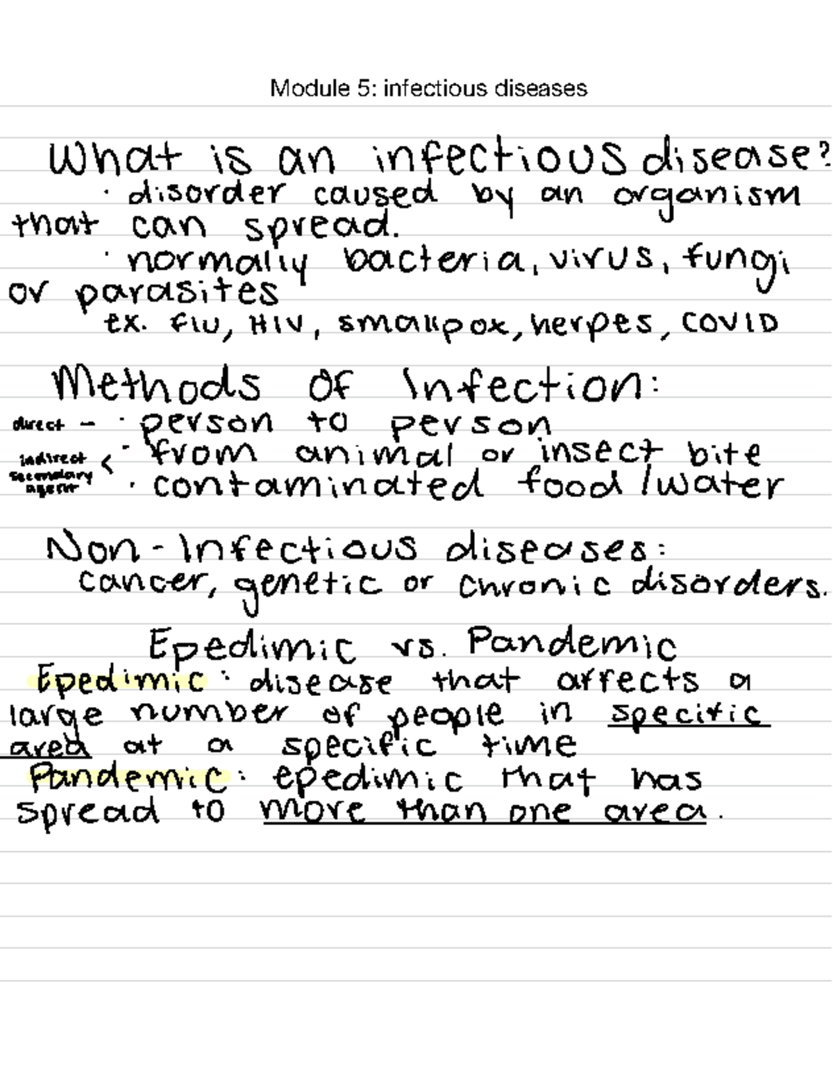 Module 5: Infectious Diseases and Organisms - Studocu