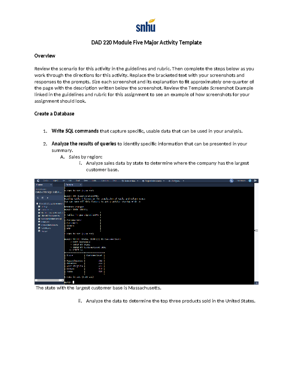 DAD 220 Module Five Major Activity - Then complete the steps below as ...