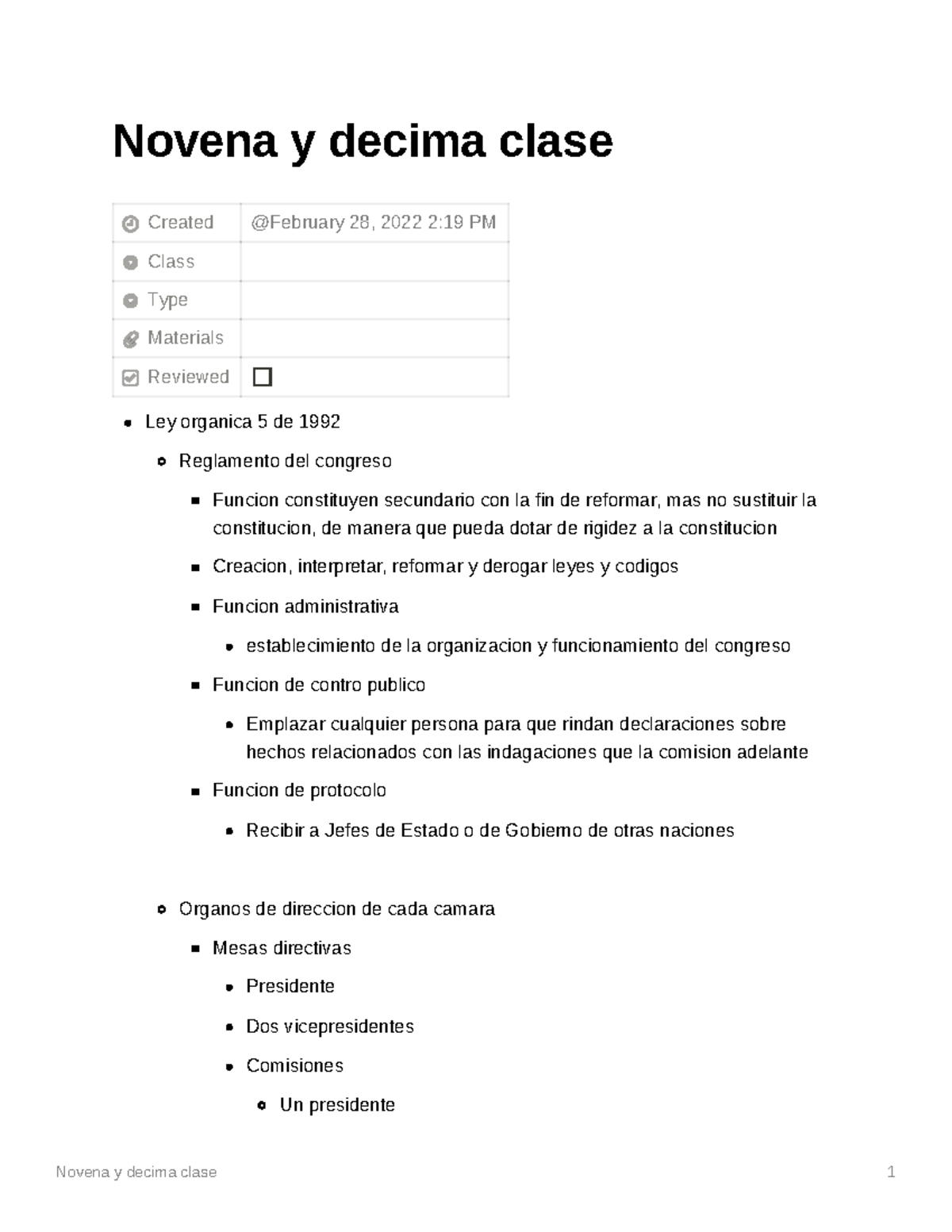 Novena y decima clase - Resumen Derecho Público 20. Constitucional Colombiano - Novena y decima ...