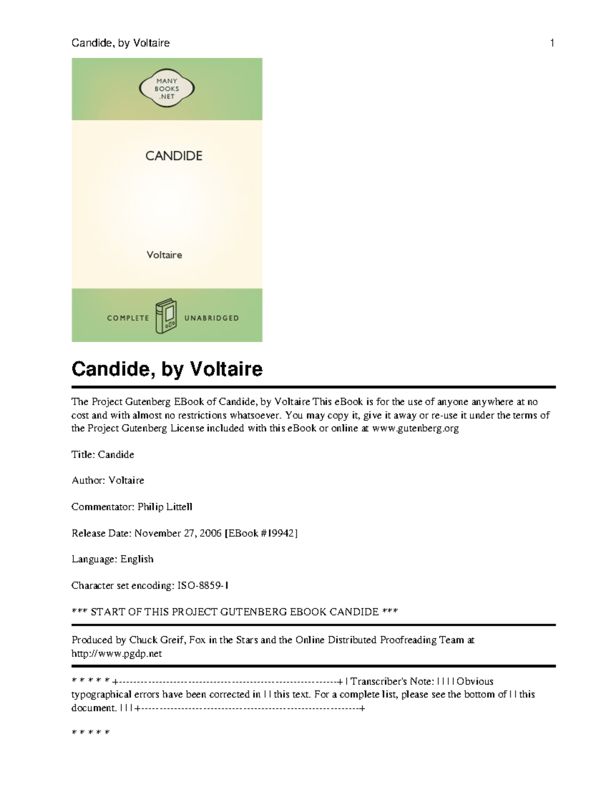 Voltaire Candide Required Reading Candide By Voltaire The