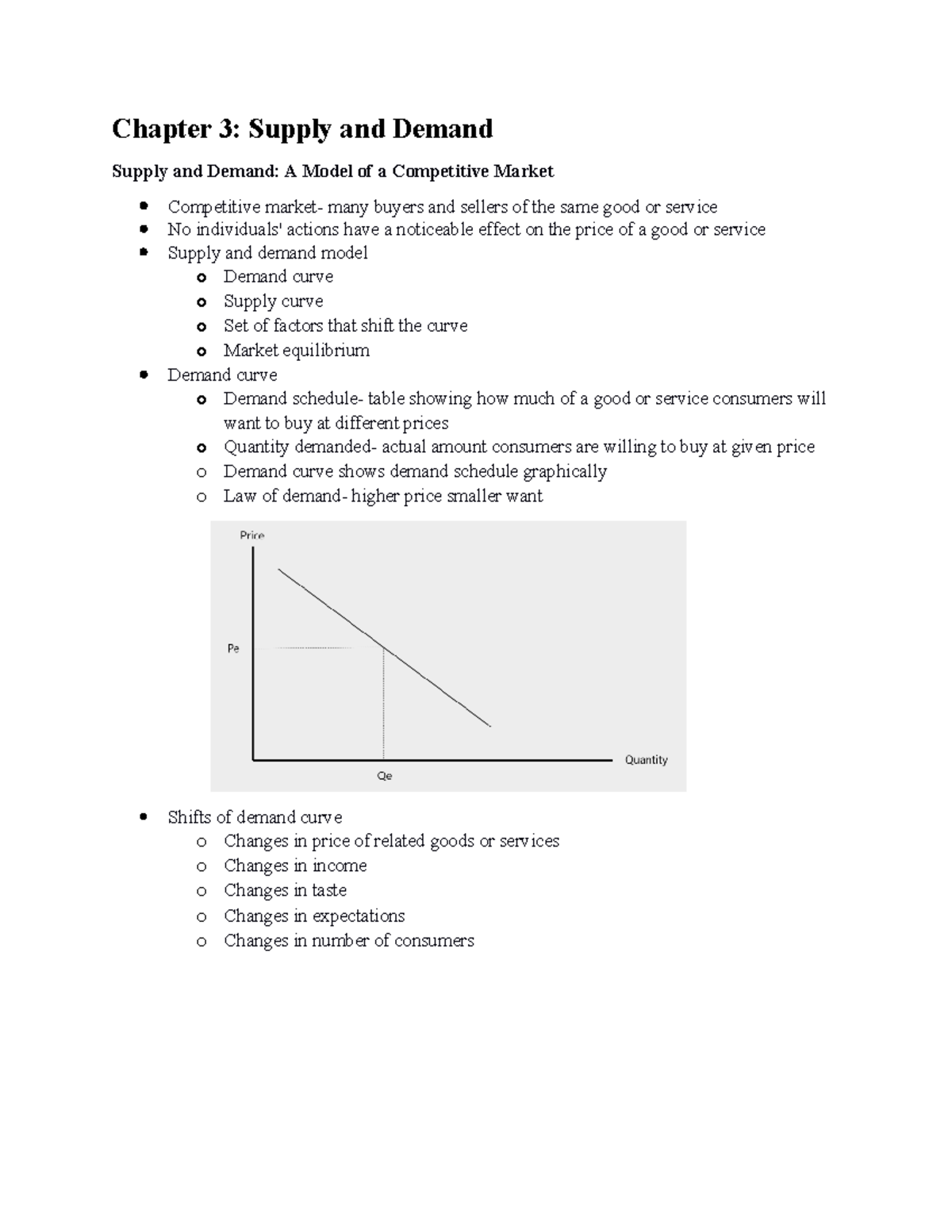 Microeconomics Chapter 3 - Chapter 3: Supply and Demand Supply and ...