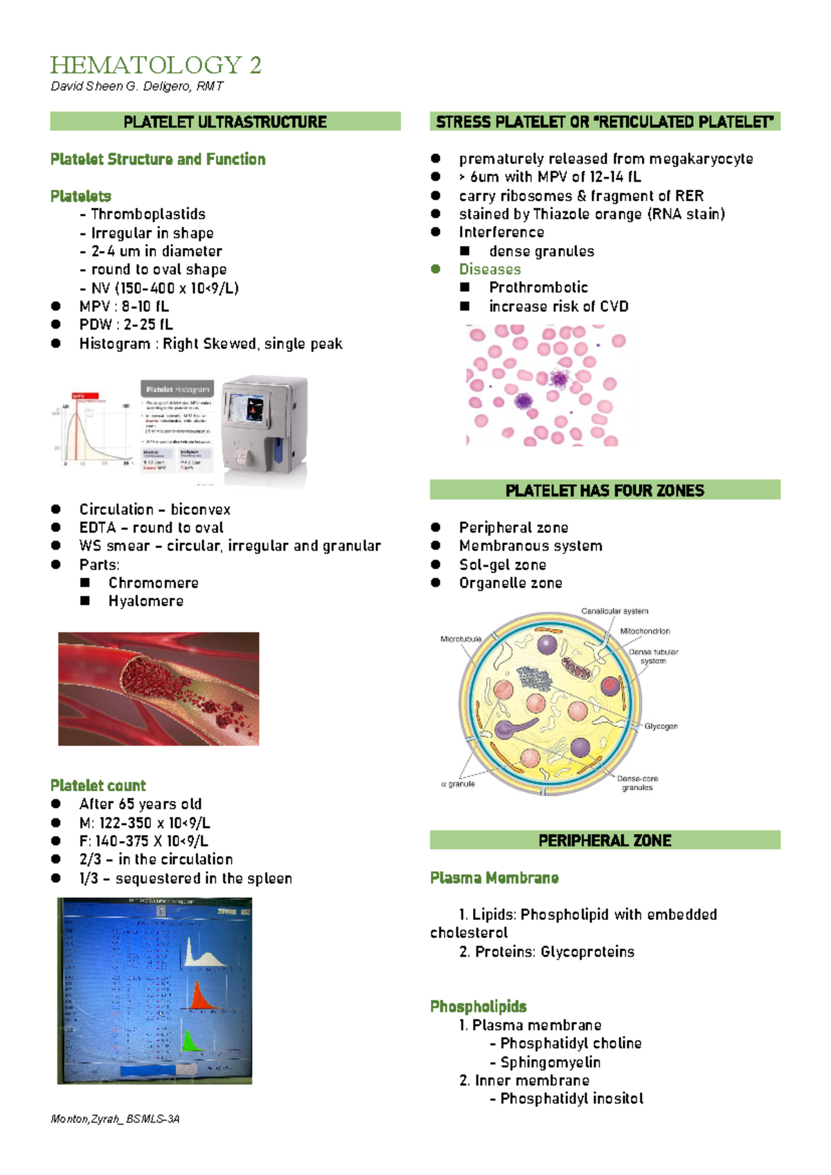 Platelet- Ultrastructure - HEMATOLOGY 2 David Sheen G. Deligero, RMT ...