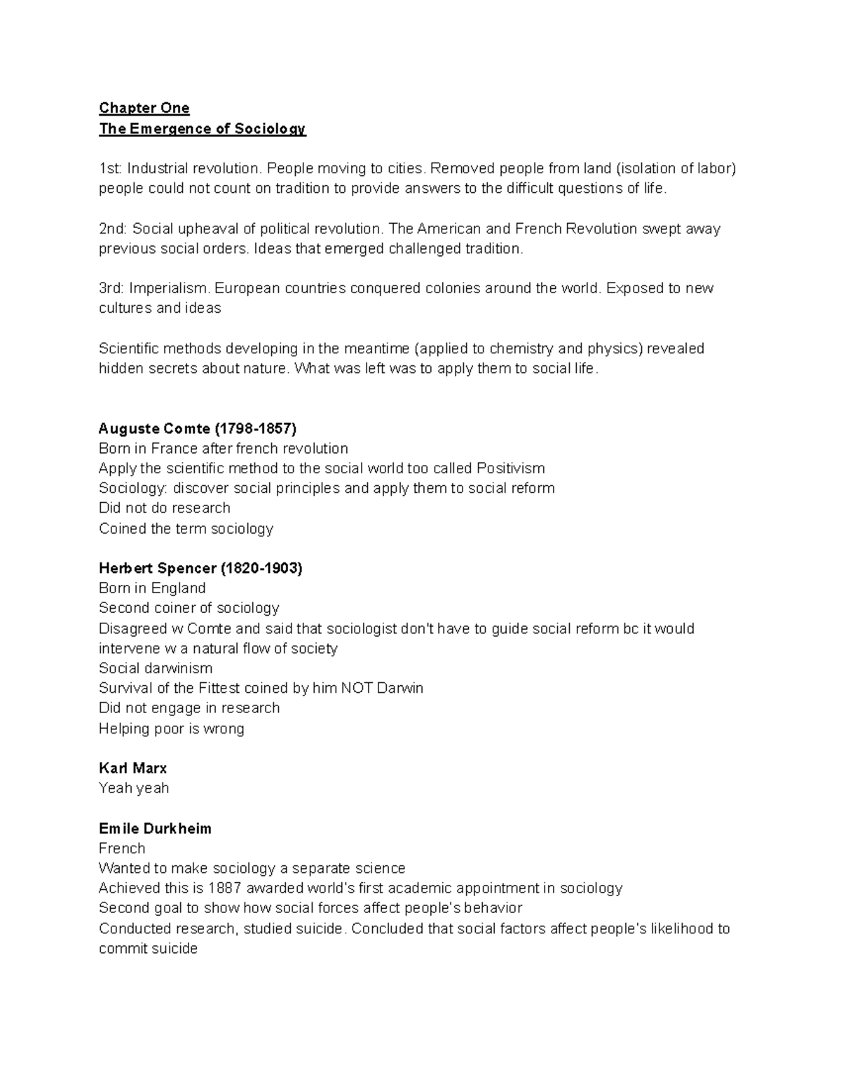 The Emergence of Sociology: Industrial Revolution Political Revolution ...