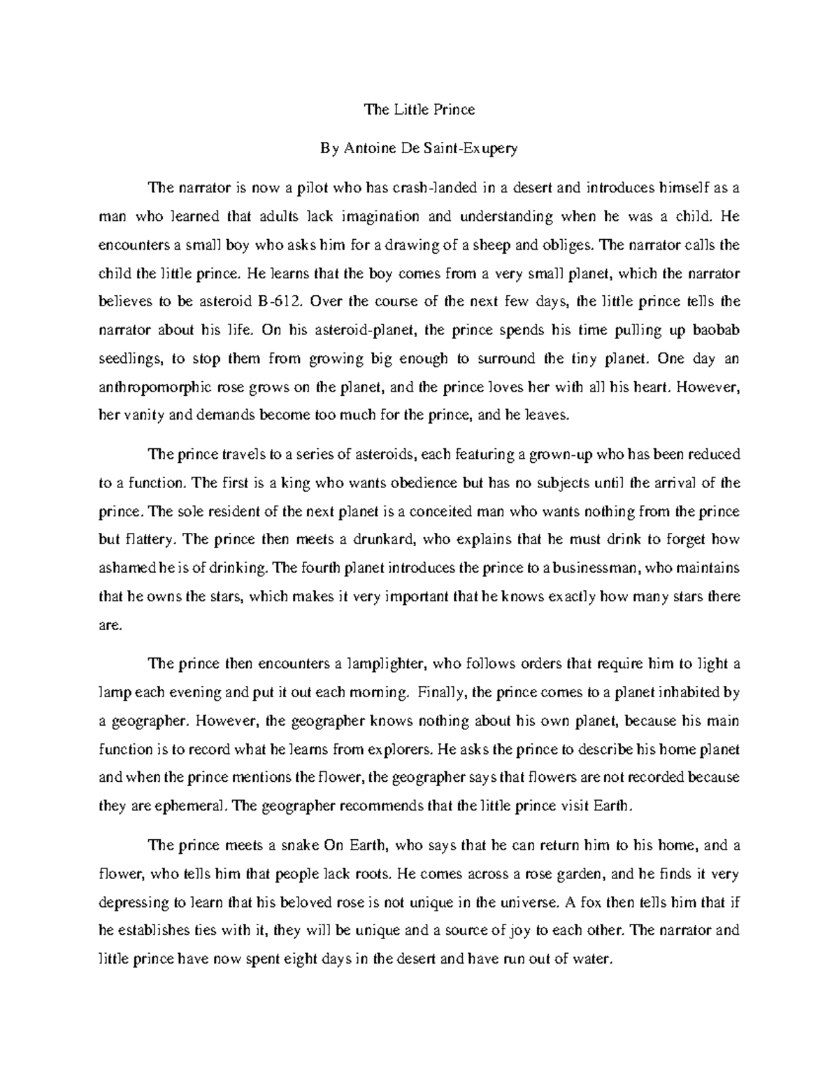 The Little Prince ohhhh yeaaaaahhhh - Fiction/Nonfiction/Poetry/Drama ...