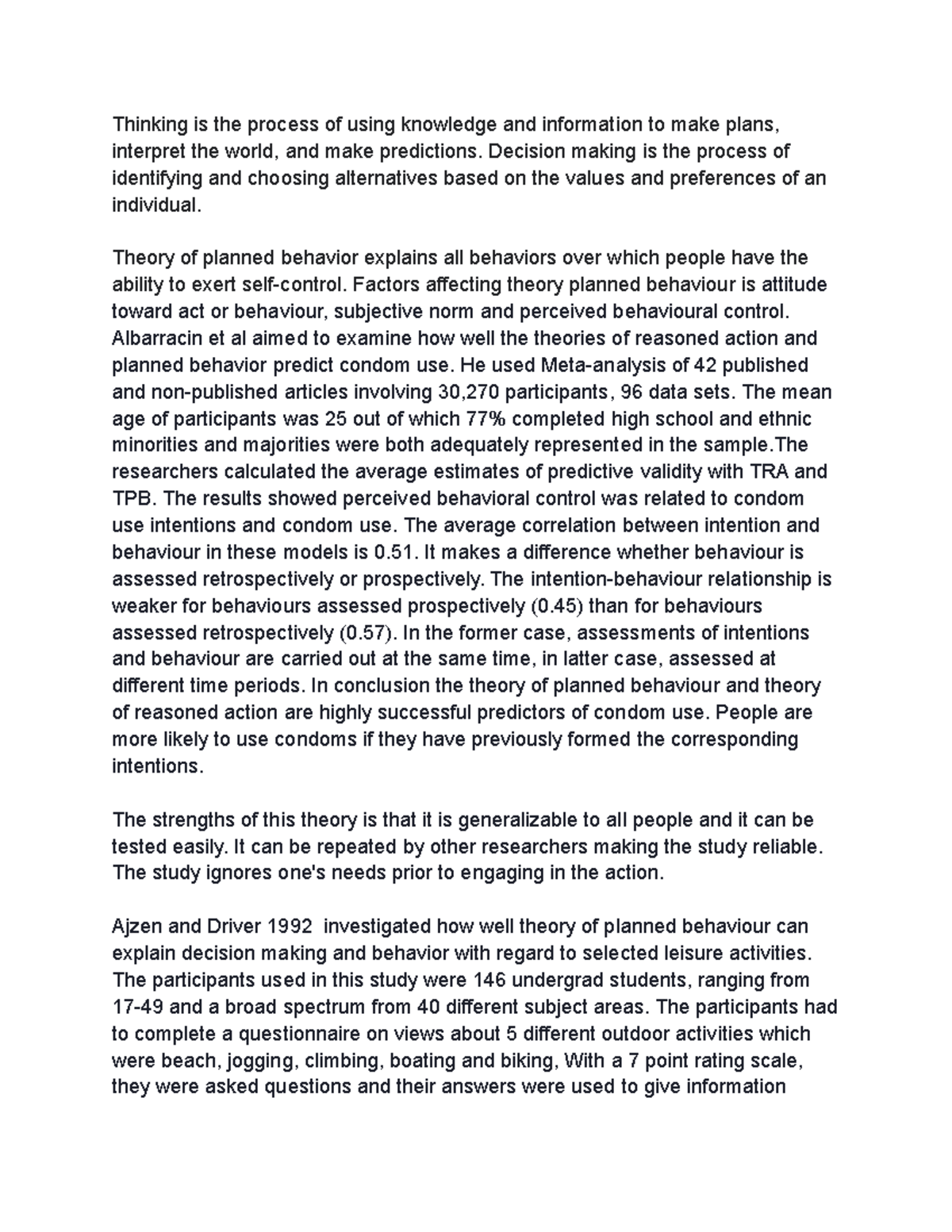 Thinking - Decision making is the process of identifying and choosing alternatives based on the ...