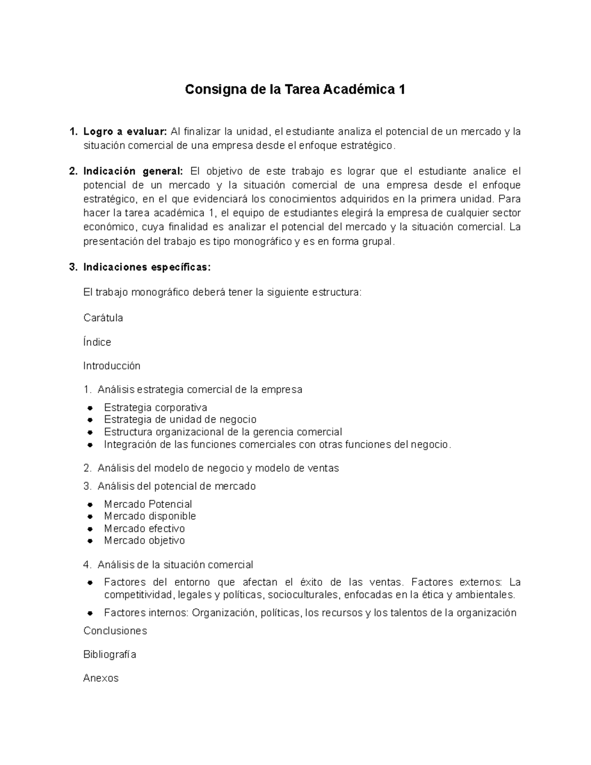 GC A51N Consign Lgbkcydireccion - Consigna de la Tarea Académica 1 1. Logro a evaluar: Al ...
