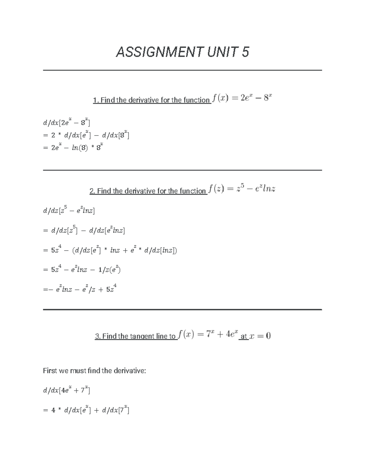 Math 1211 Unit 5 Assignment Assignment Unit 5 Studocu