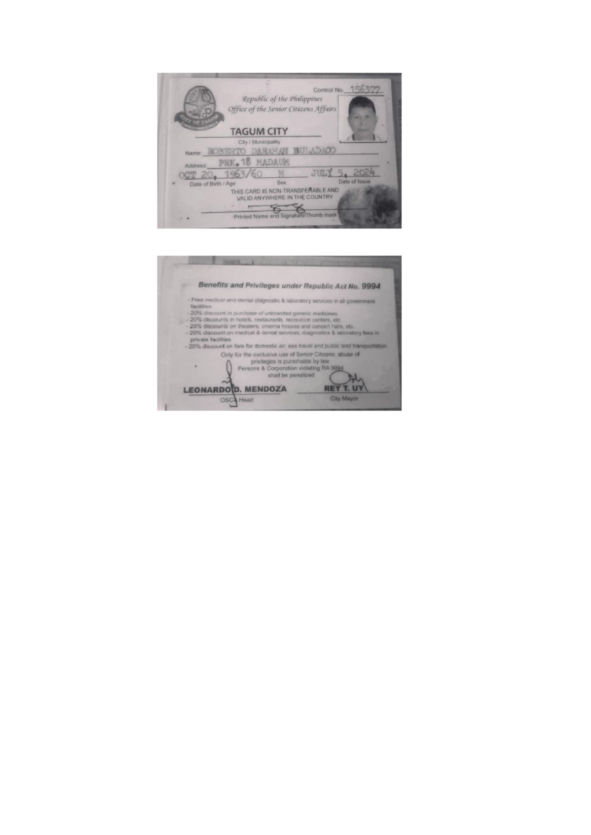 Doc1 - e-EkitiFaculty of Management S - Control No 156377 Republic of the Philippines Office of ...