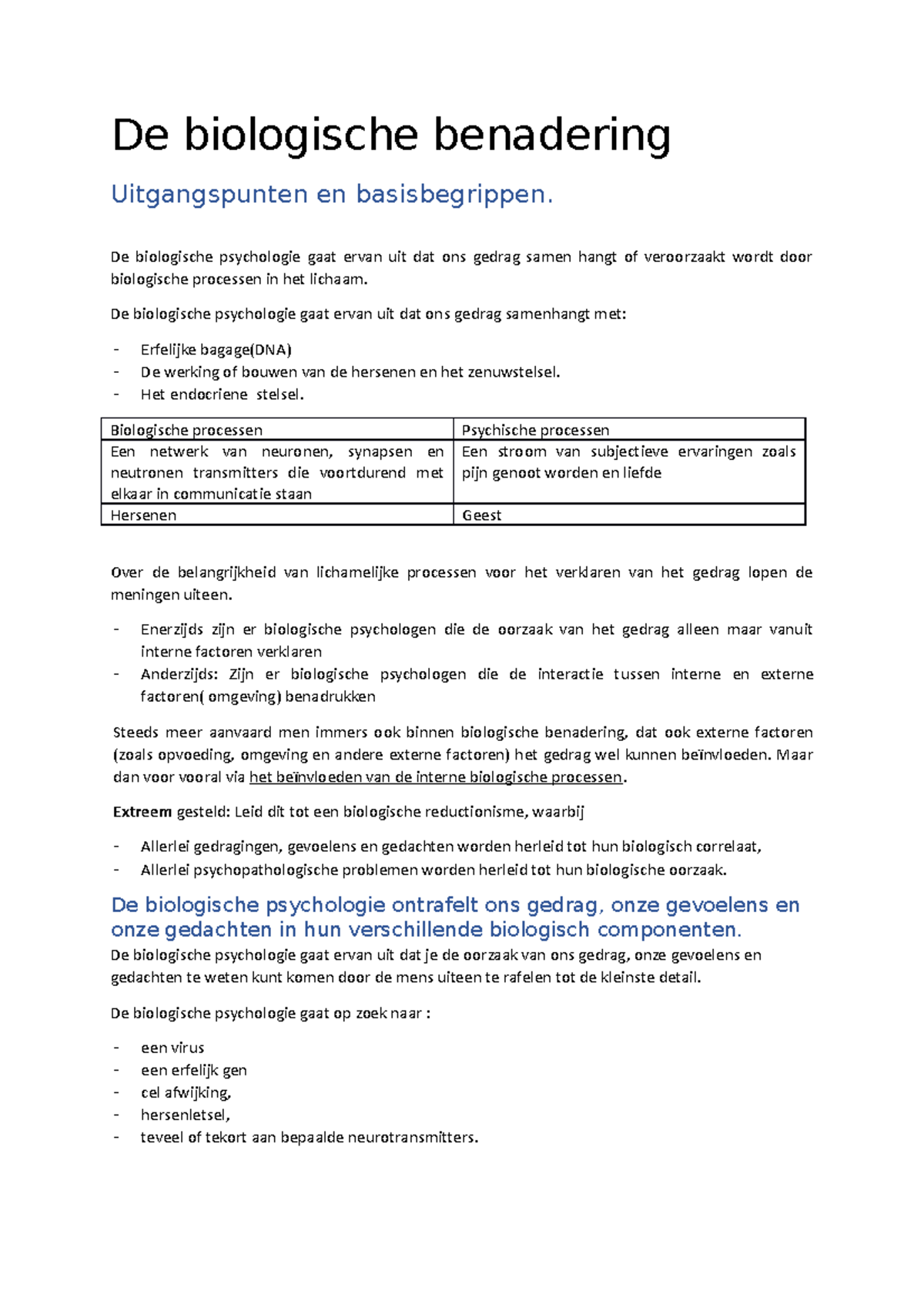 De biologische benadering - De biologische benadering Uitgangspunten en ...