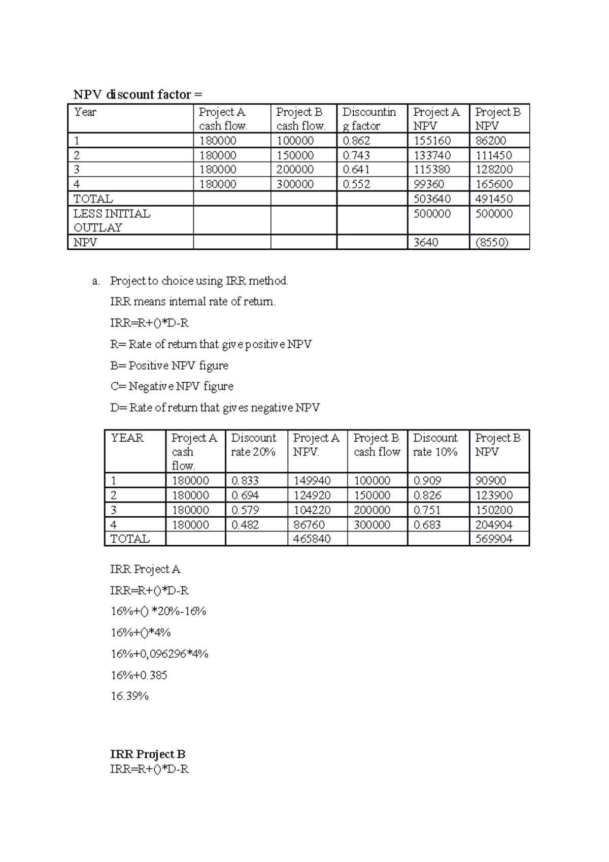 Managerial economics theory 3 net present valu calculation - NPV ...